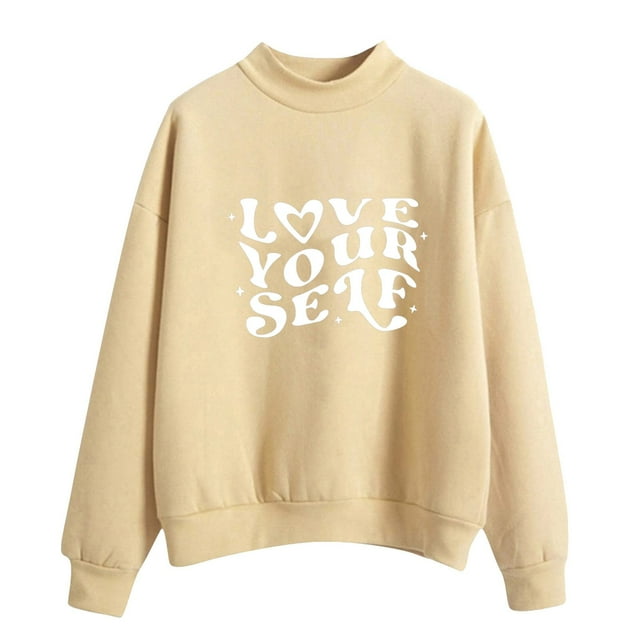 Womens Mock Crew Neck Sweatshirts without Hood, Letters Print Funny ...