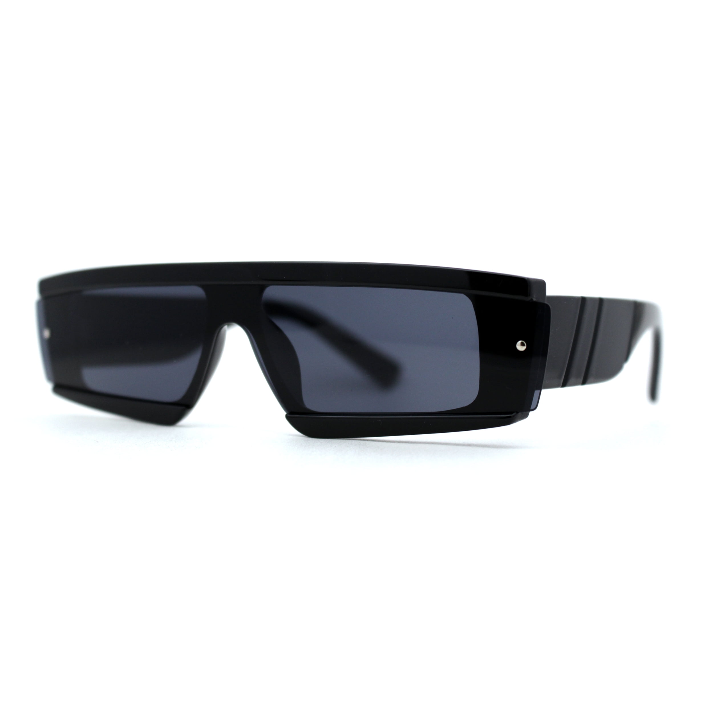 Womens Mod Flat Top Narrow Shield Exposed Side Lens Sunglasses All ...