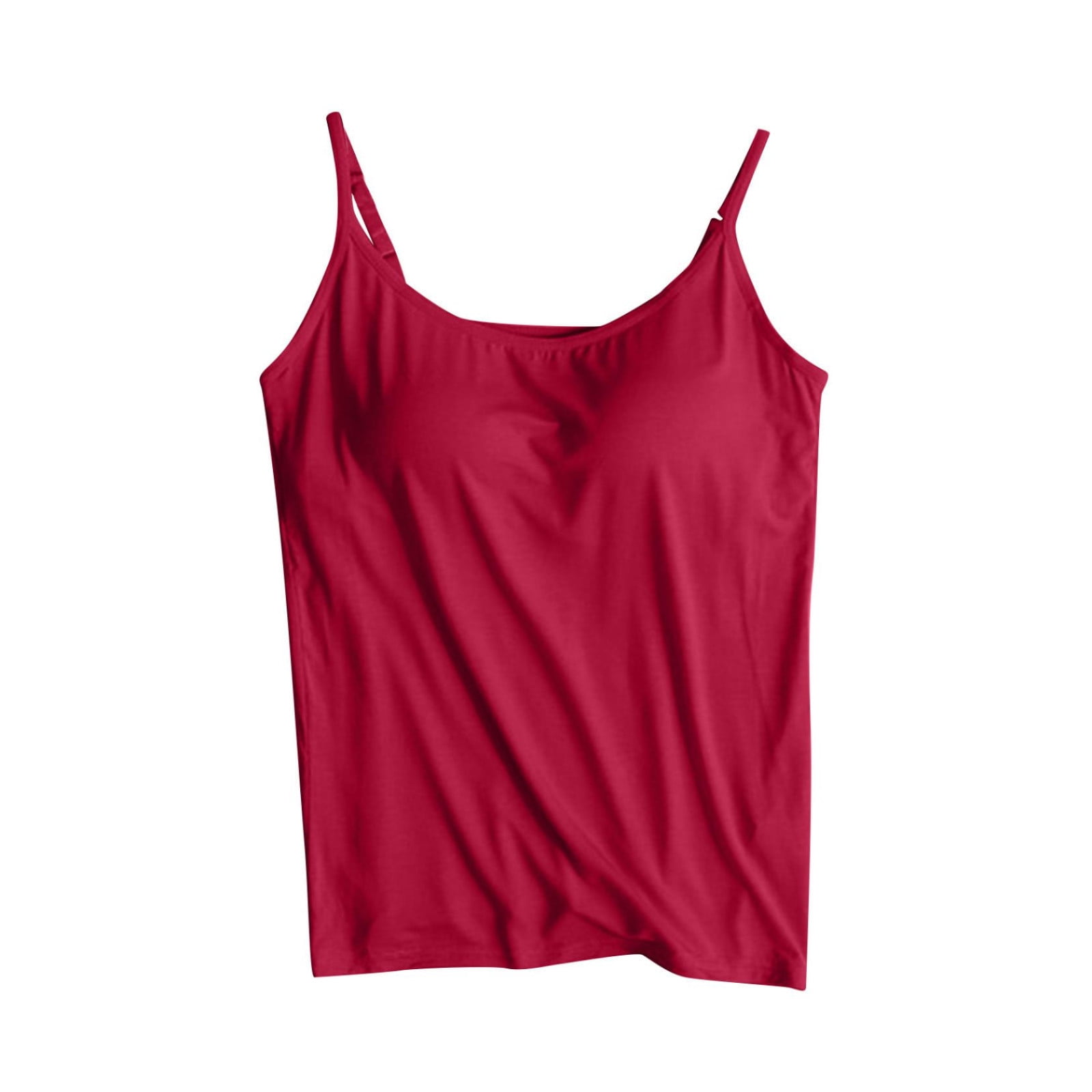 Womens Modal Built-in Bra Padded Camisole Yoga Tanks Tops Adjustable ...