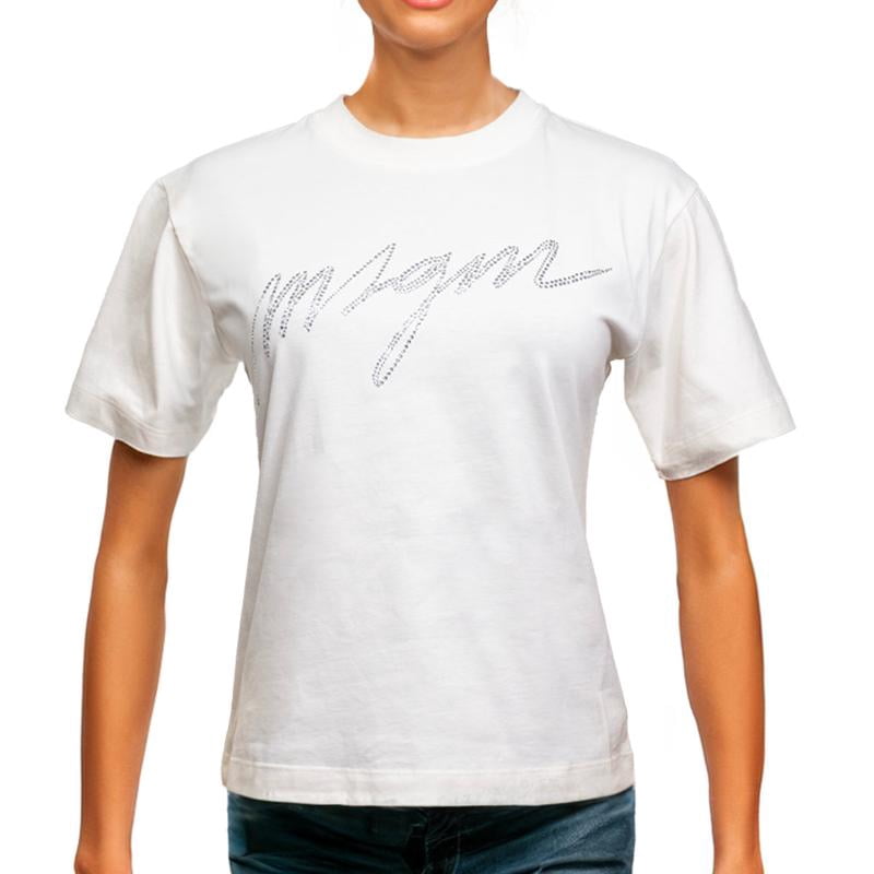 Womens Msgm Crystal Strass Cream Unisex Comfort Tee T Shirt, Color ...