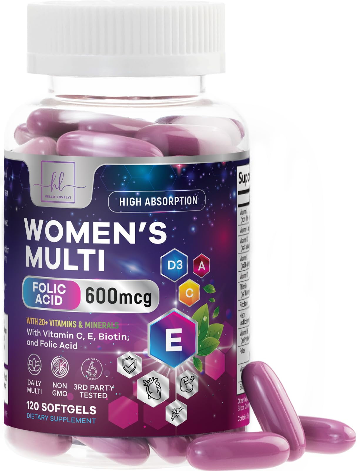 Multivitamin for Women - Vitamin A, C, D, E, and 8 B Vitamins for ...