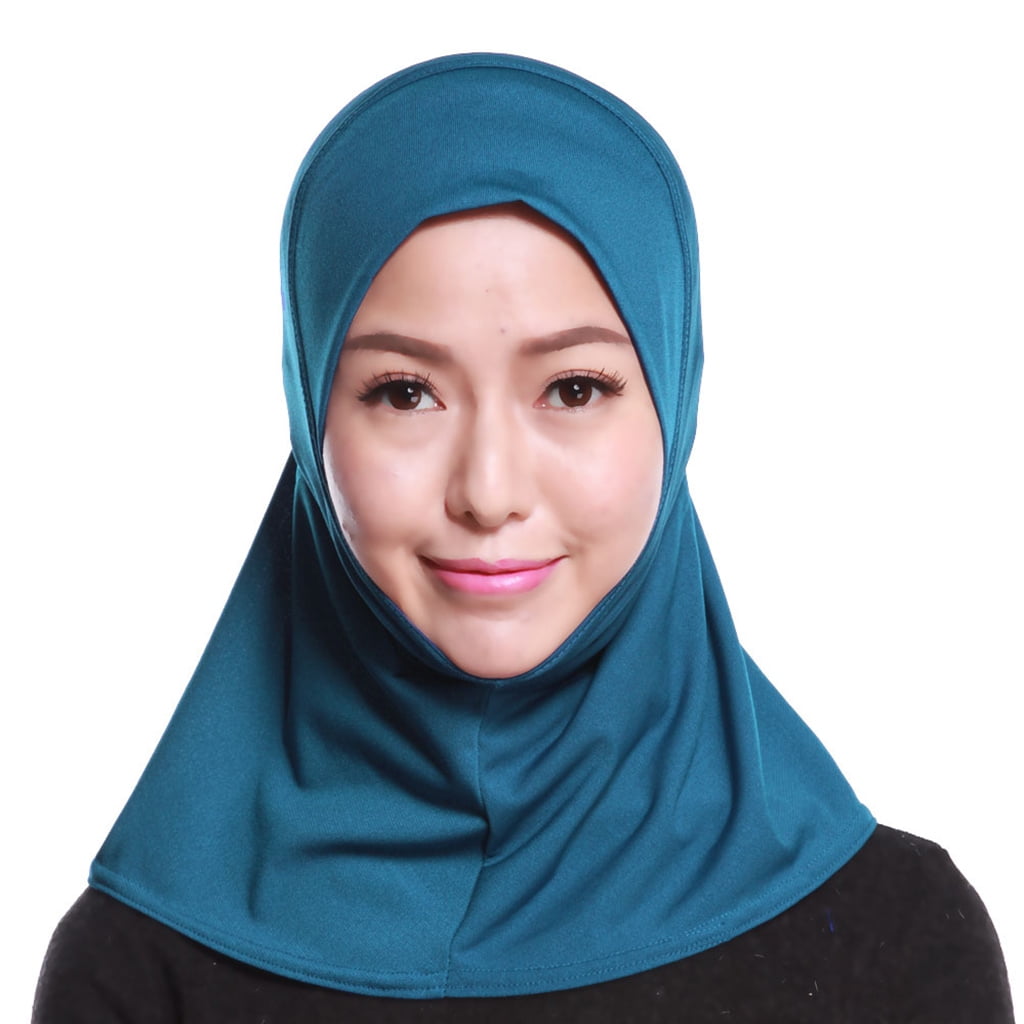 Womens Muslim Cotton Mini Hijab for Head Scarf Solid Color Full Cover ...