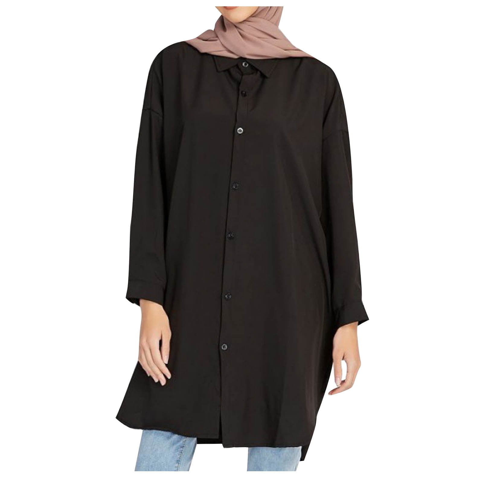 Womens Muslim Islamic Long Shirts Oversized Tunic Tops Arabian Afghan ...