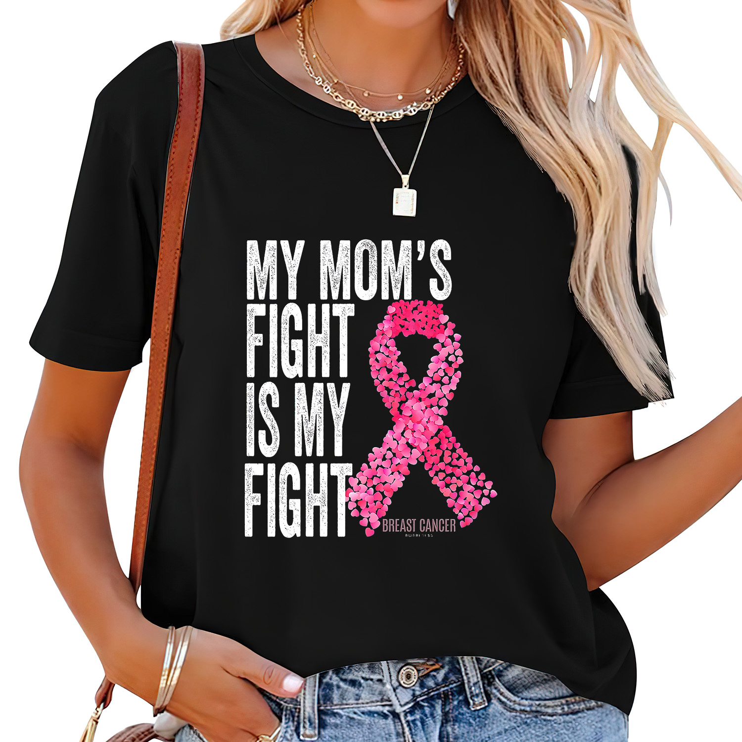 Womens My Mom's Fight Is My Fight Breast Cancer Awareness Gifts Short ...