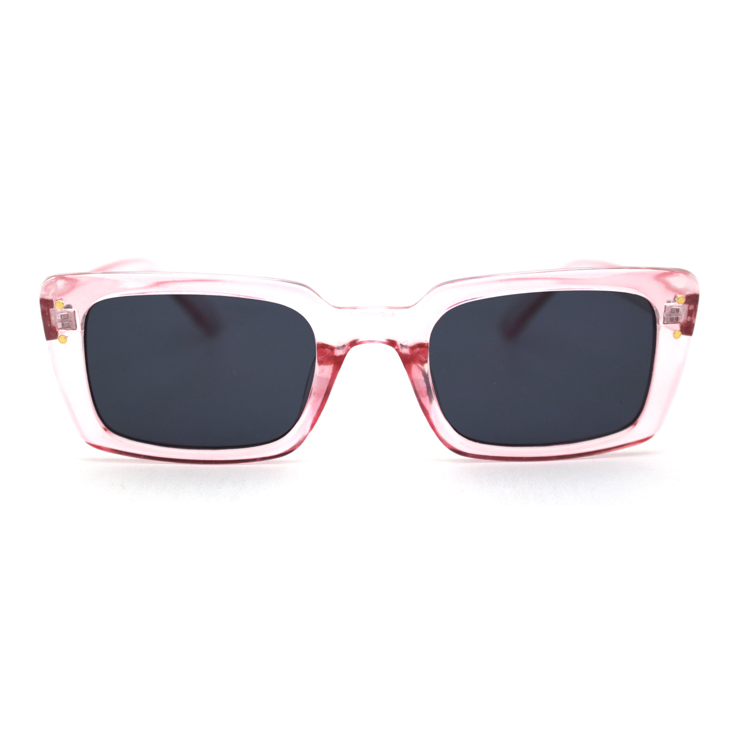 Womens Narrow Rectangular Dad Shade Hipster Sunglasses Pink Black ...