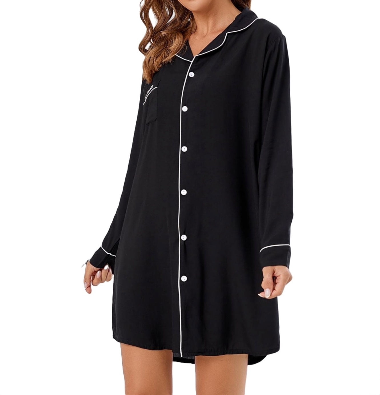 Walmart Exclusive: Women's Black Nightshirts, Long Sleeve Sleepshirt ...