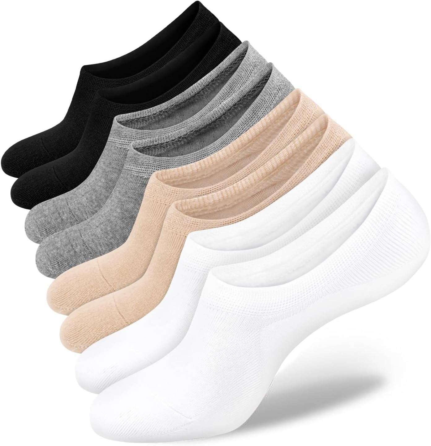 Womens No Show Socks 4-8 Pairs Ondo Low Cut Non-Slip Socks Invisible ...