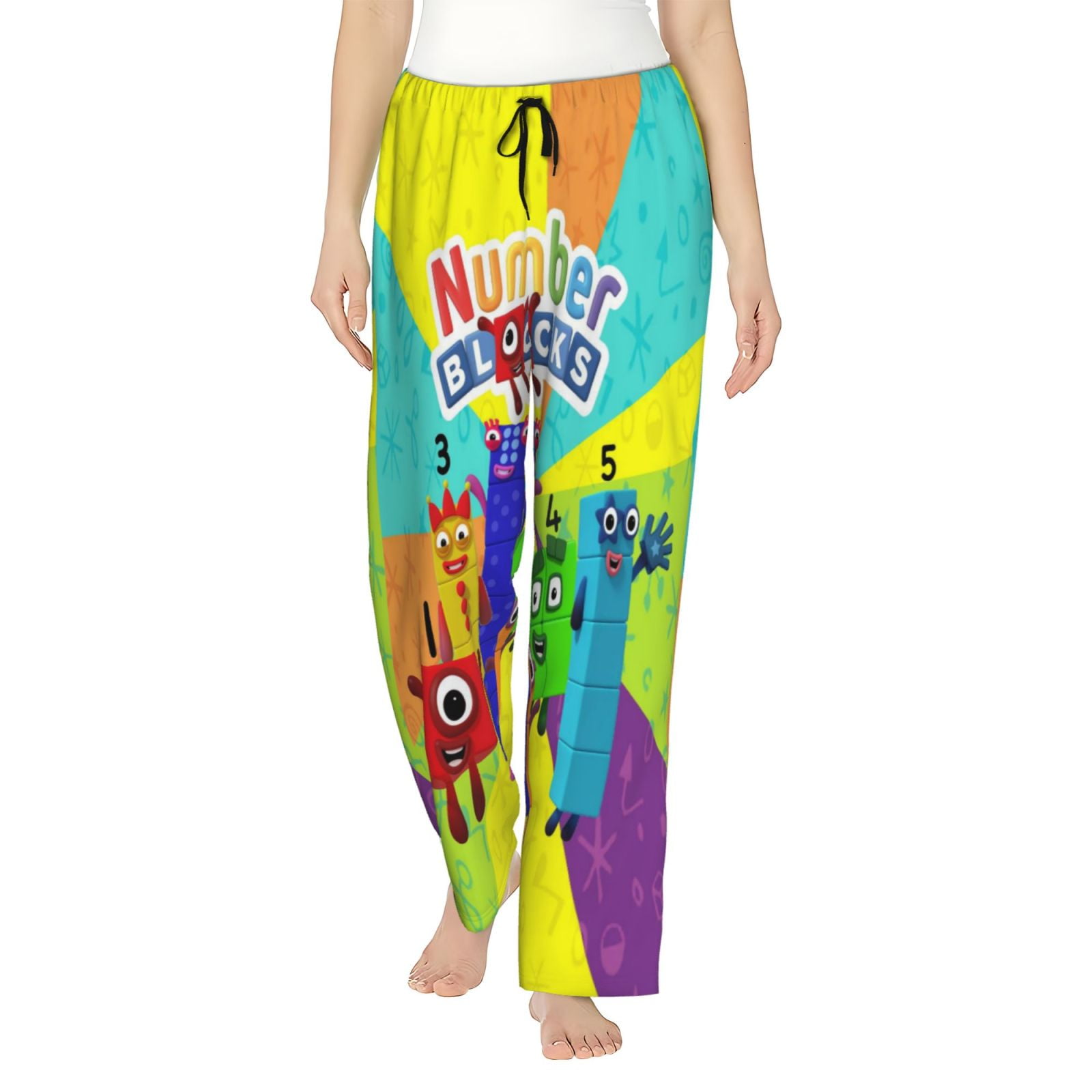 Womens Number Cartoon Show Block Pajama Pants Lounge Pants Super Soft ...