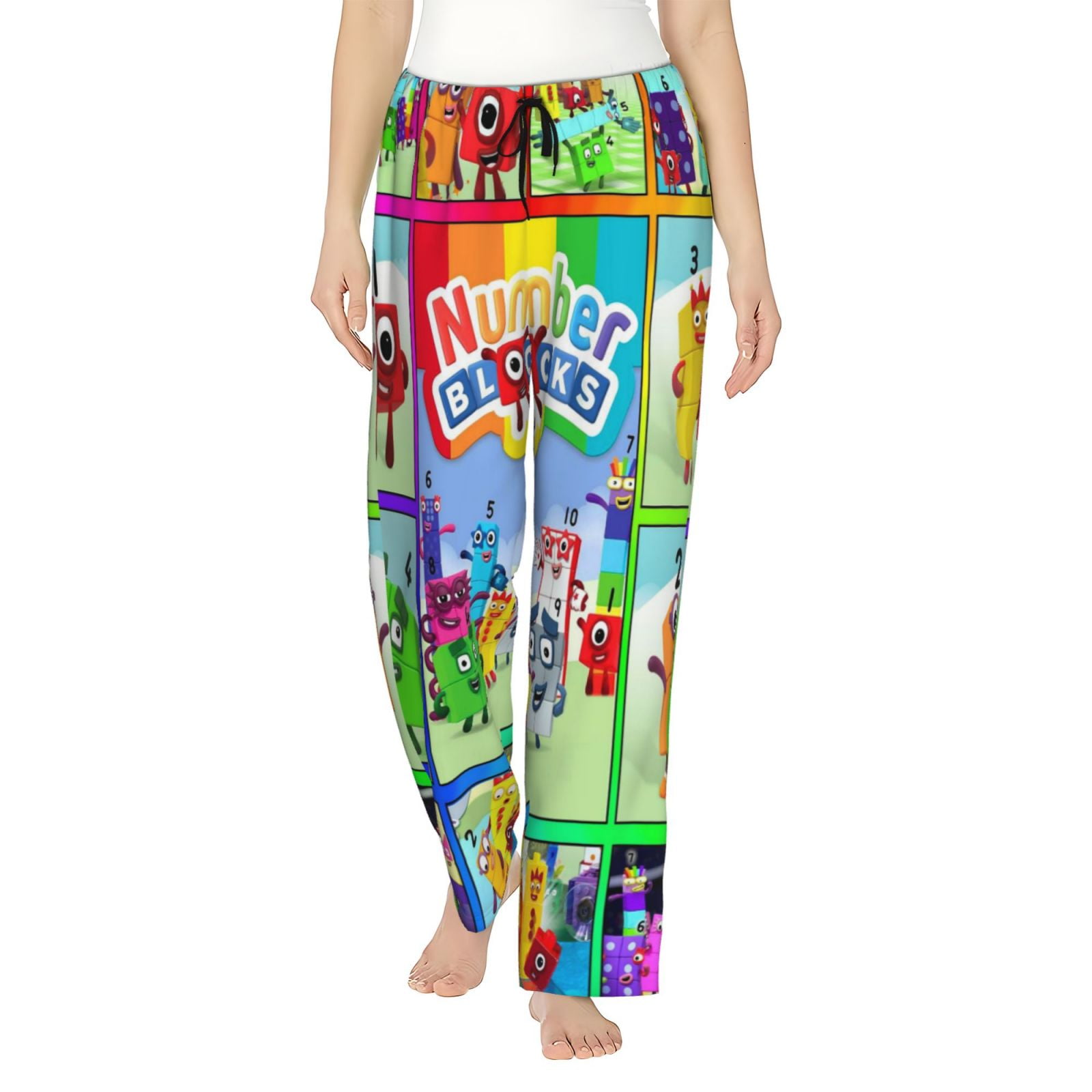 Womens Number Cartoon Show Block Pajama Pants Lounge Pants Super Soft ...