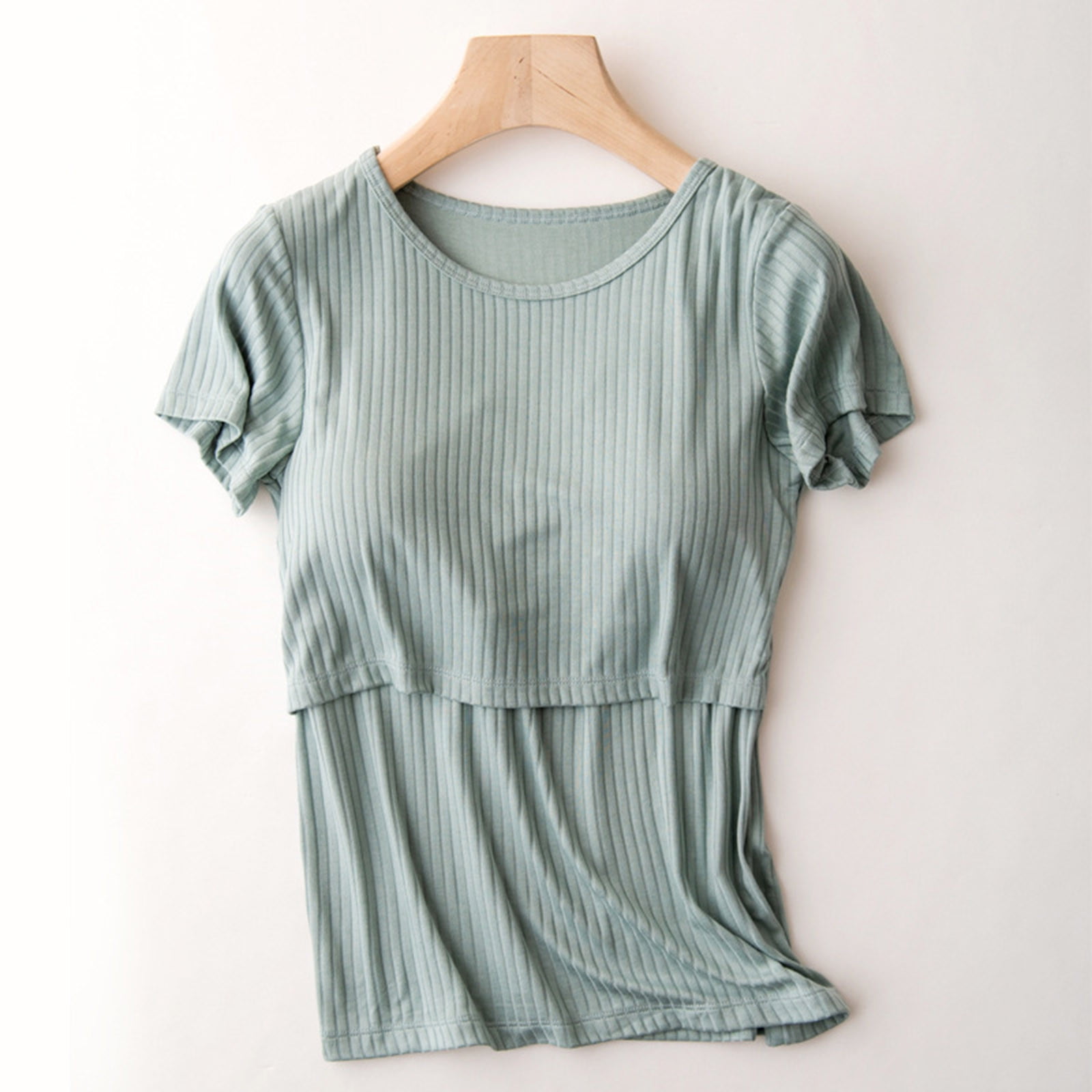 Womens Nursing Tops Short Sleeve Breastfeeding Shirts Double Layer ...