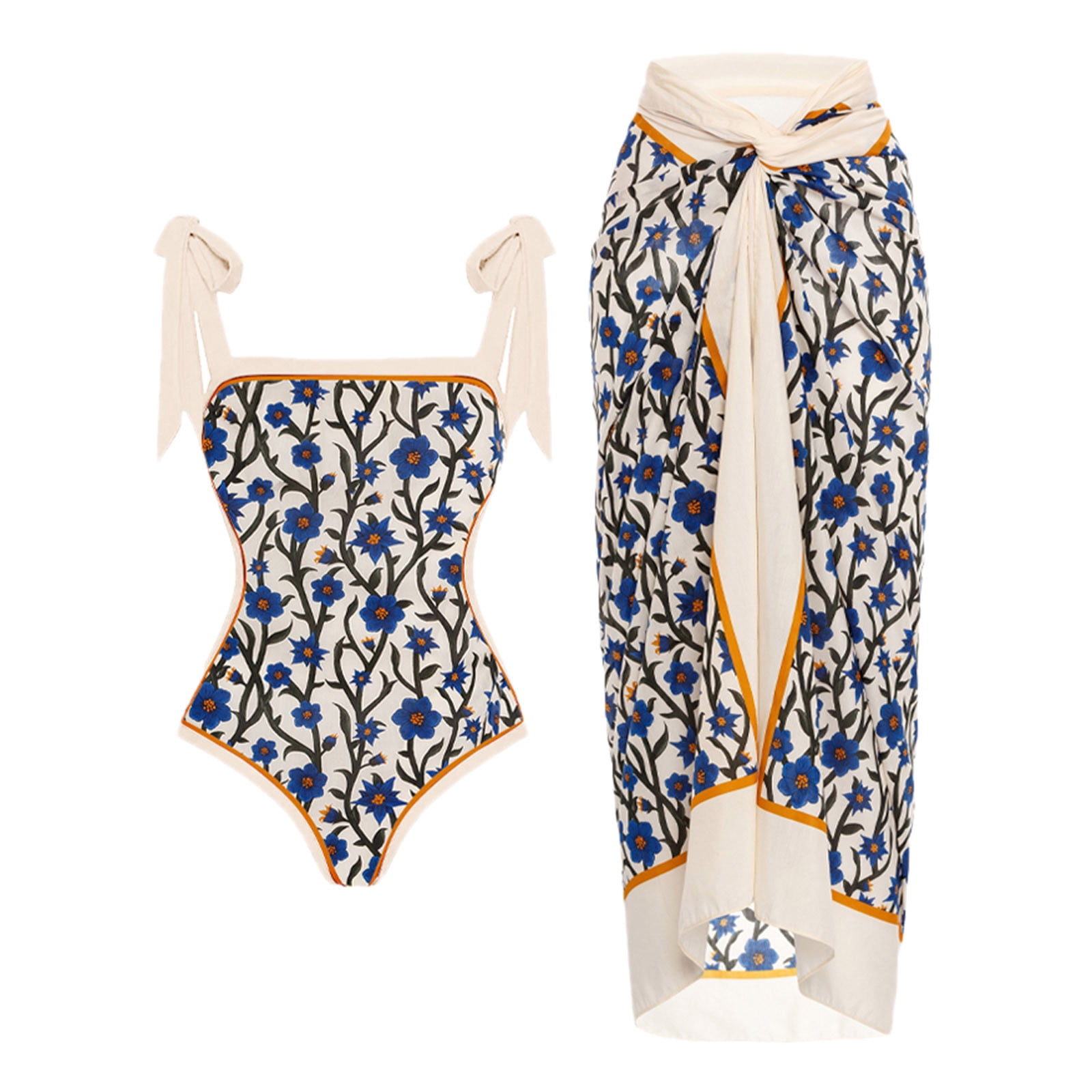 Womens One Piece Swimsuits Vintage Colorblock Abstract Floral Print ...