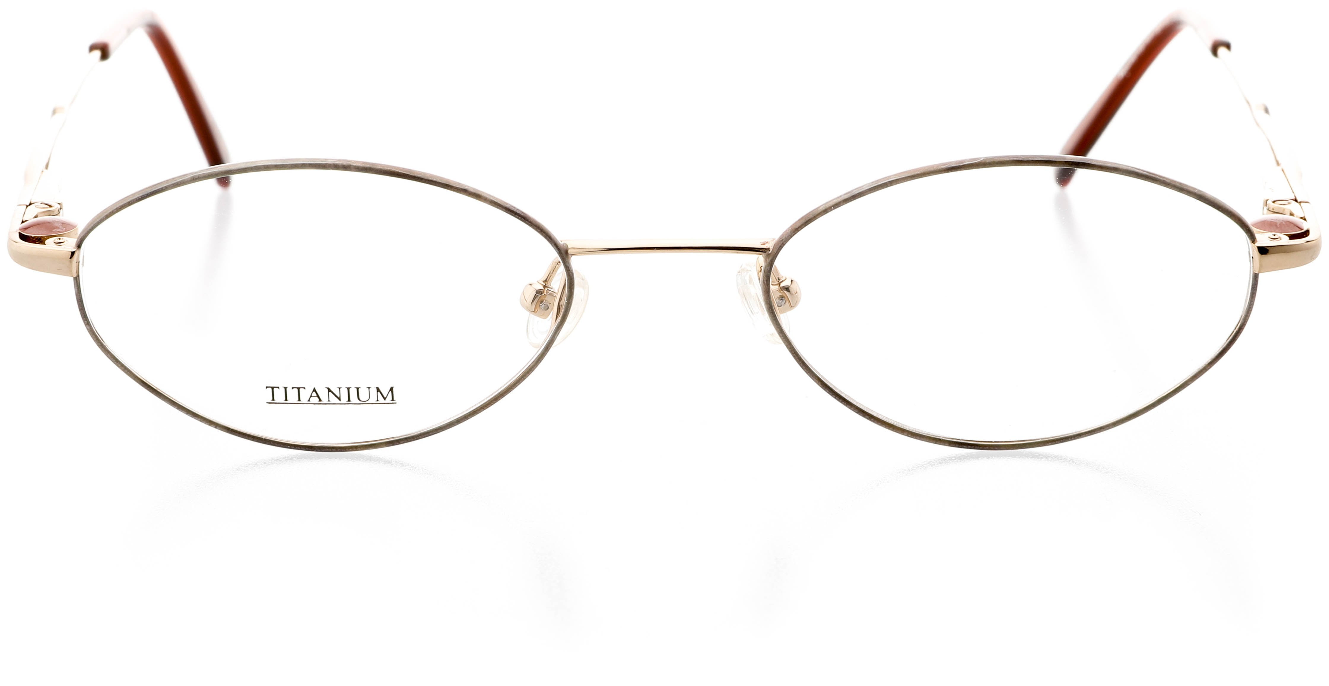 Womens Optical Eyewear - Oval Shape, Titanium Full Rim, Shiny Gold ...