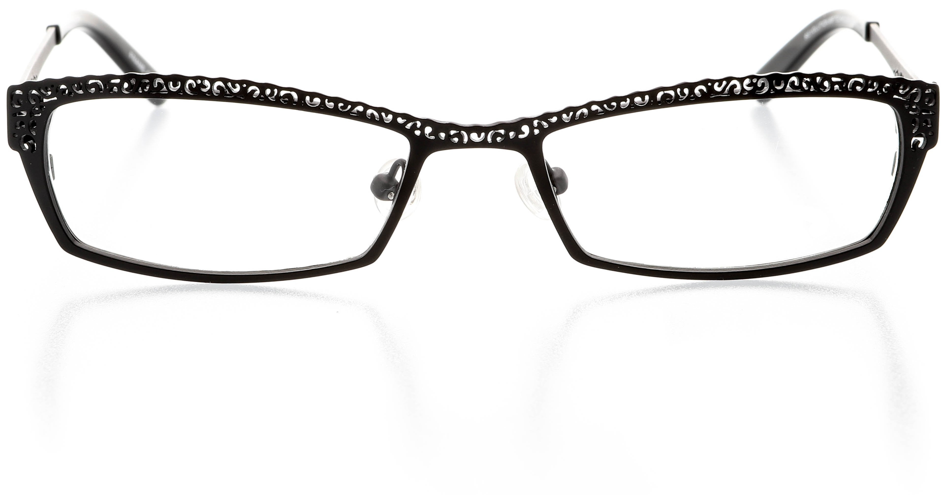 Womens Optical Eyewear - Rectangle Shape, Metal Full Rim, Cool Black ...