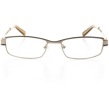 Womens Optical Eyewear - Rectangle Shape, Metal Half Rim, Cocoa ...