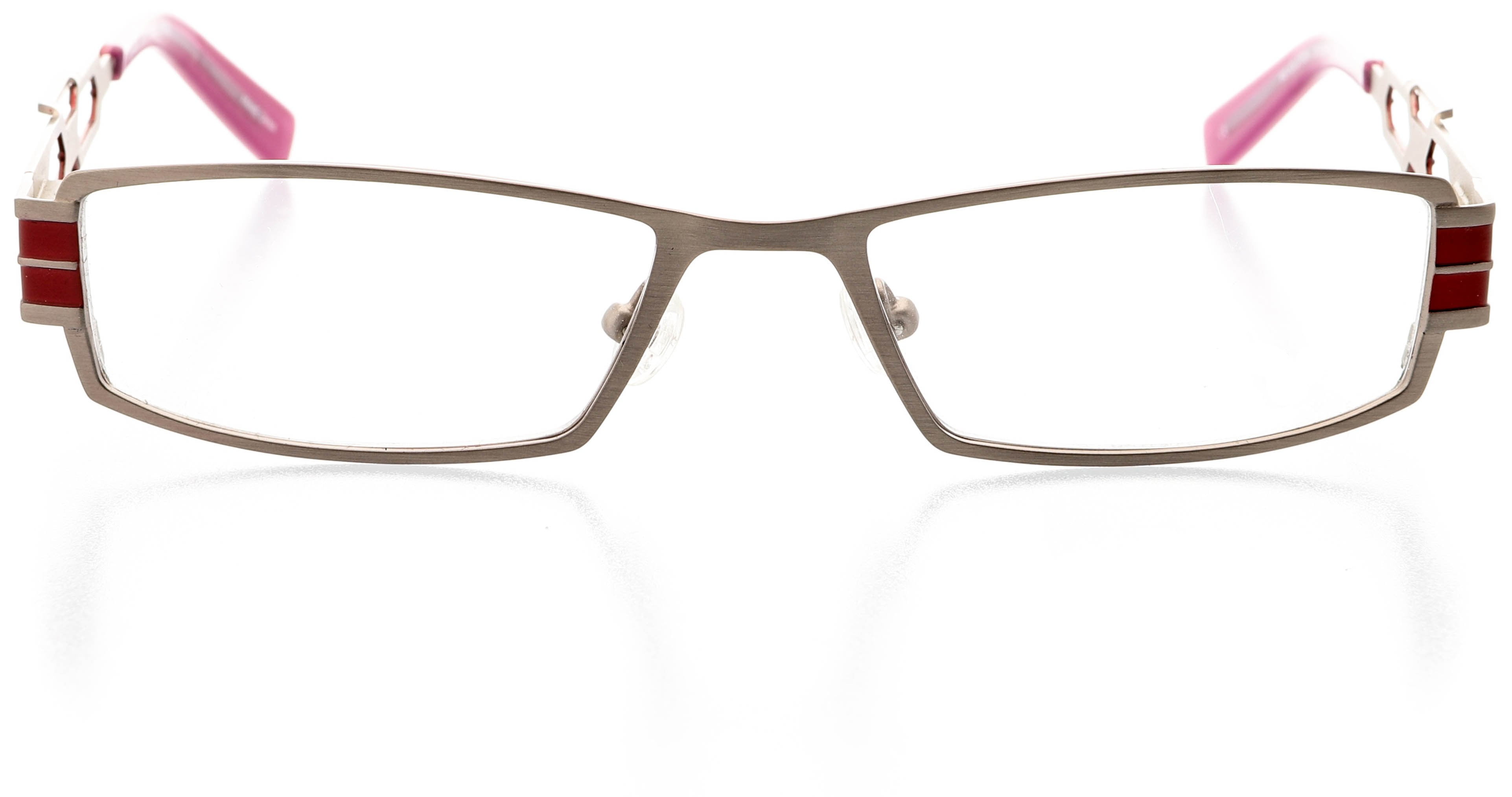 Womens Optical Eyewear - Rectangle Shape, Metal Full Rim, Ruby Gunmetal ...