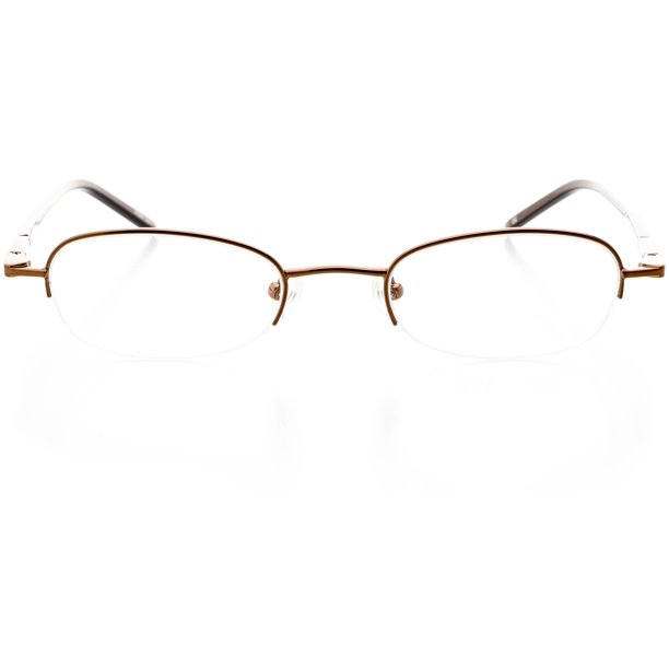 Womens Optical Eyewear - Rectangle Shape, Metal Half Rim, Cocoa ...