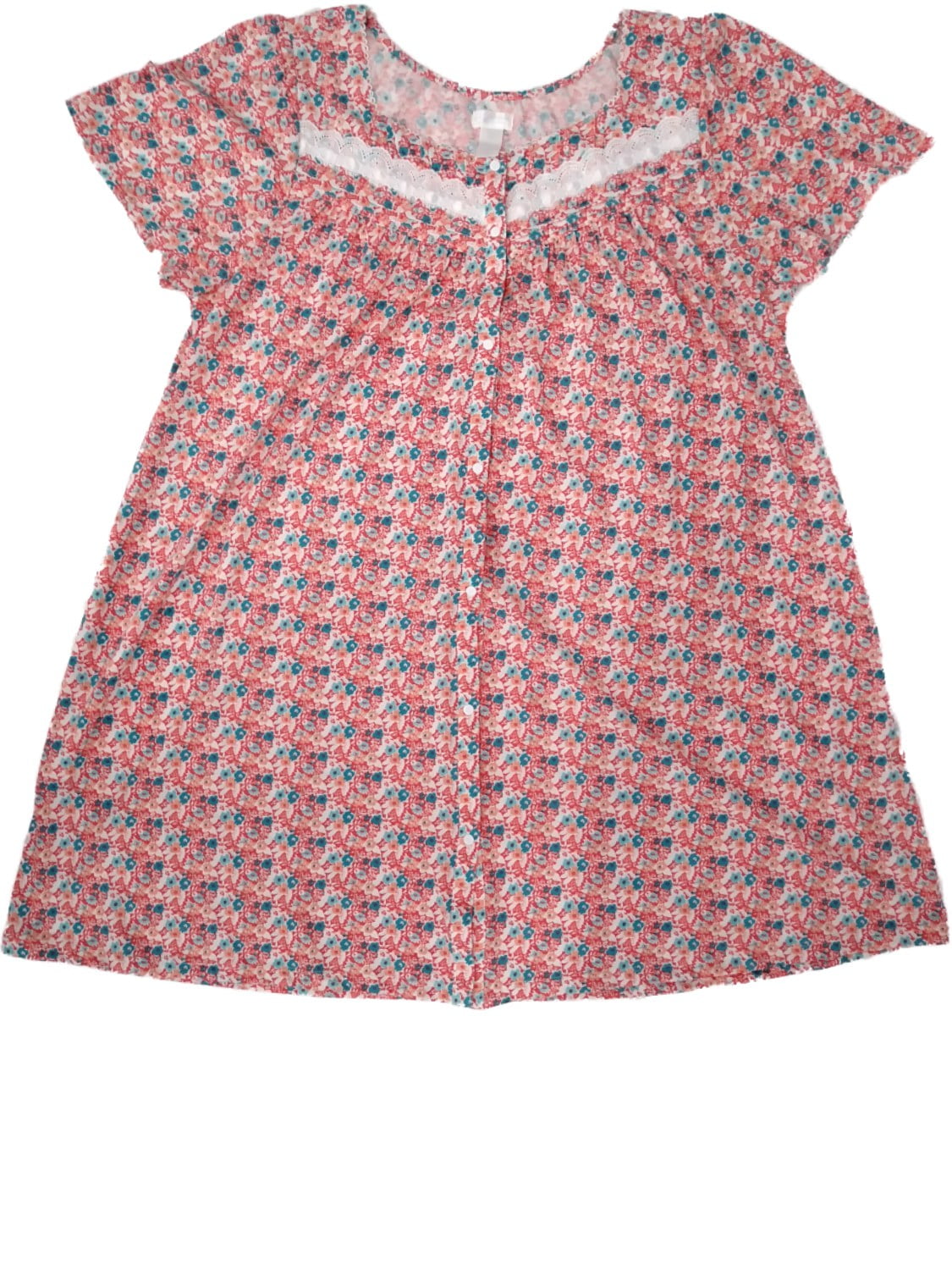 Womens Orange Turquoise Blue White Floral Nightie Duster Flower Night ...