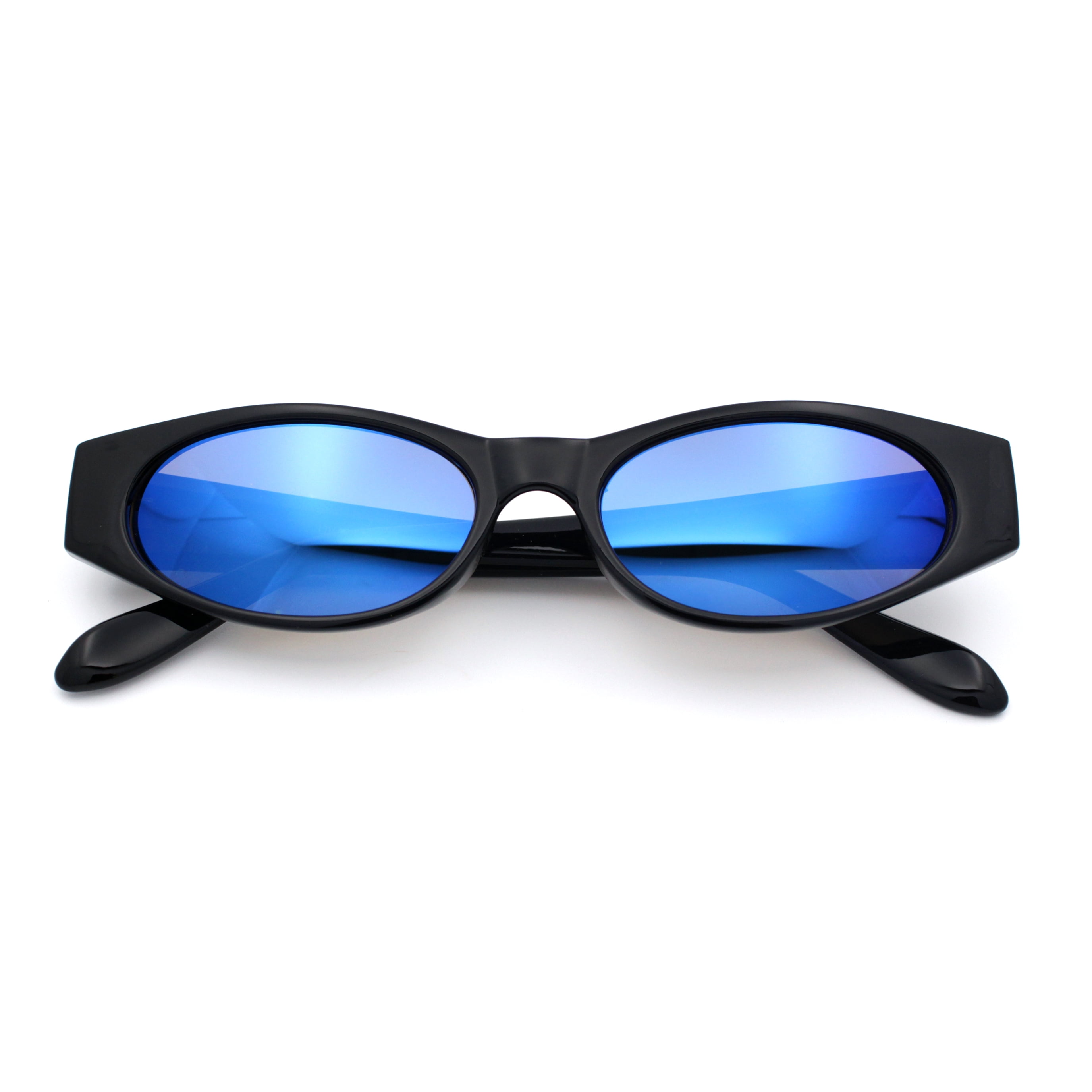 Womens Oval Color Mirror Rectangle Retro 90s Thick Temple Sunglasses ...
