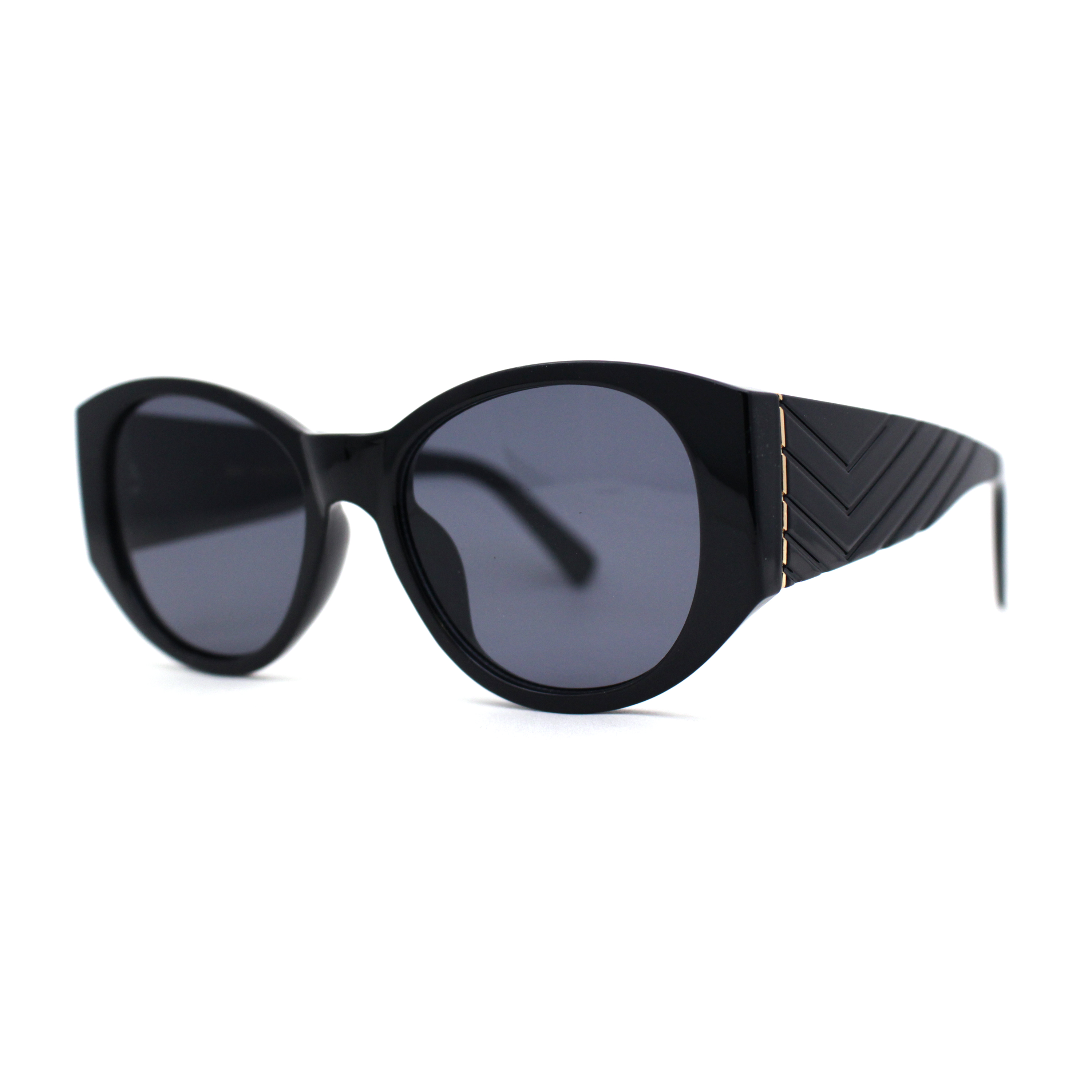 Womens Oversize Round Thick Temple Chic Plastic Cat Eye Sunglasses All