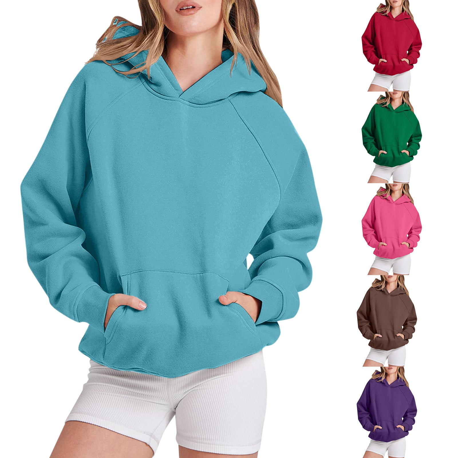 Womens Oversized Casual Solid Color Long Sleeve Drop Shoulder ...