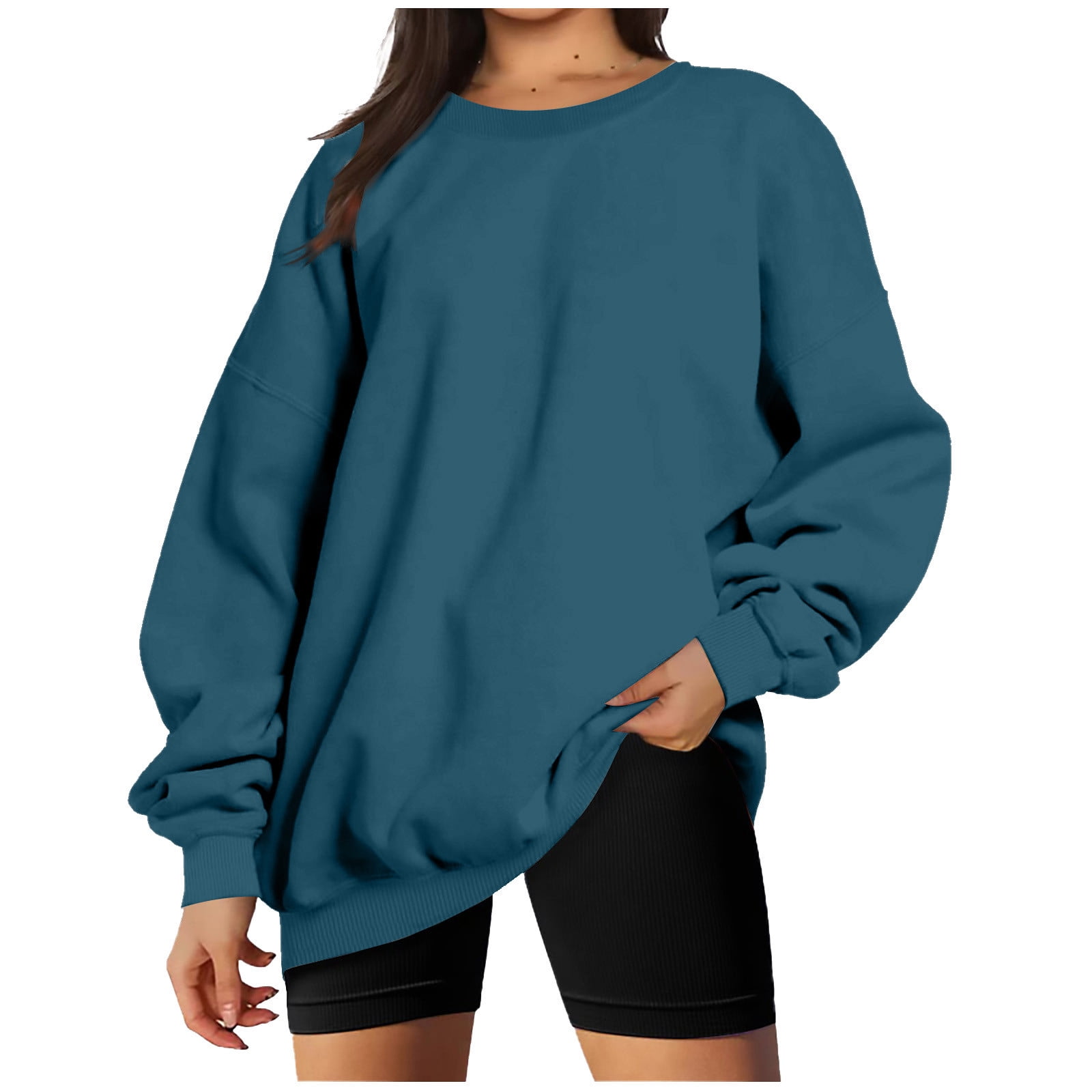 Womens Oversized Half Zip Pullover Long Sleeve Sweatshirt Quarter Zip
