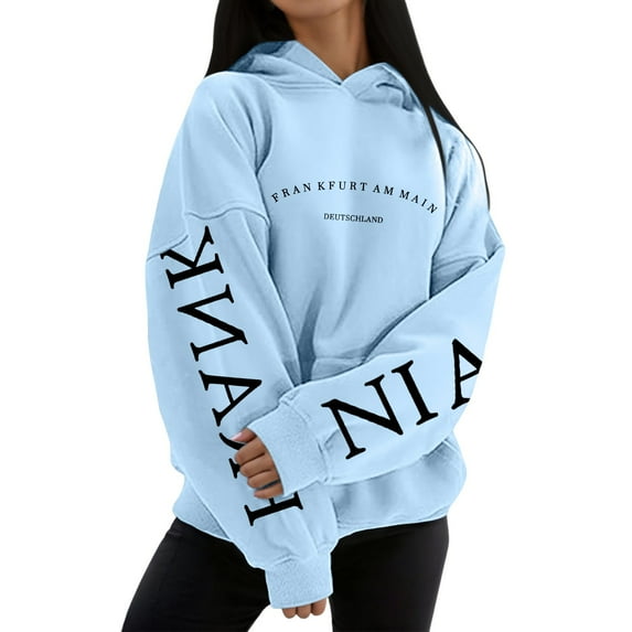 Womens Oversized Hoodies Lightweight Letter Prints Long Sleeved ...