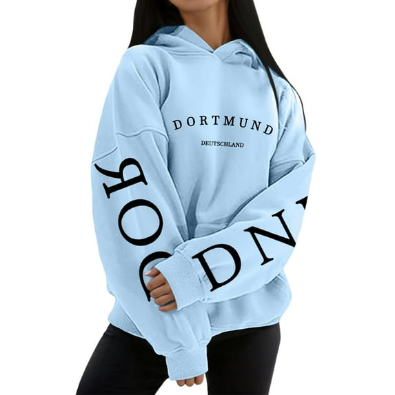 Womens Oversized Hoodies Lightweight Letter Prints Long Sleeved ...