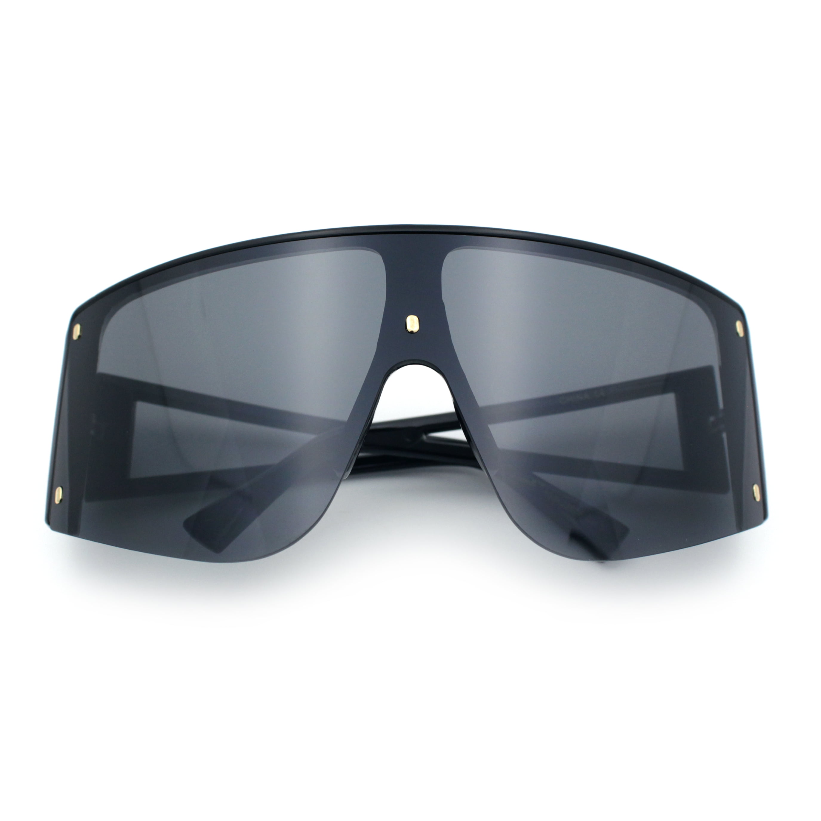 Womens Oversized Shield Curved Wrap Flat Top Half Rim Plastic ...