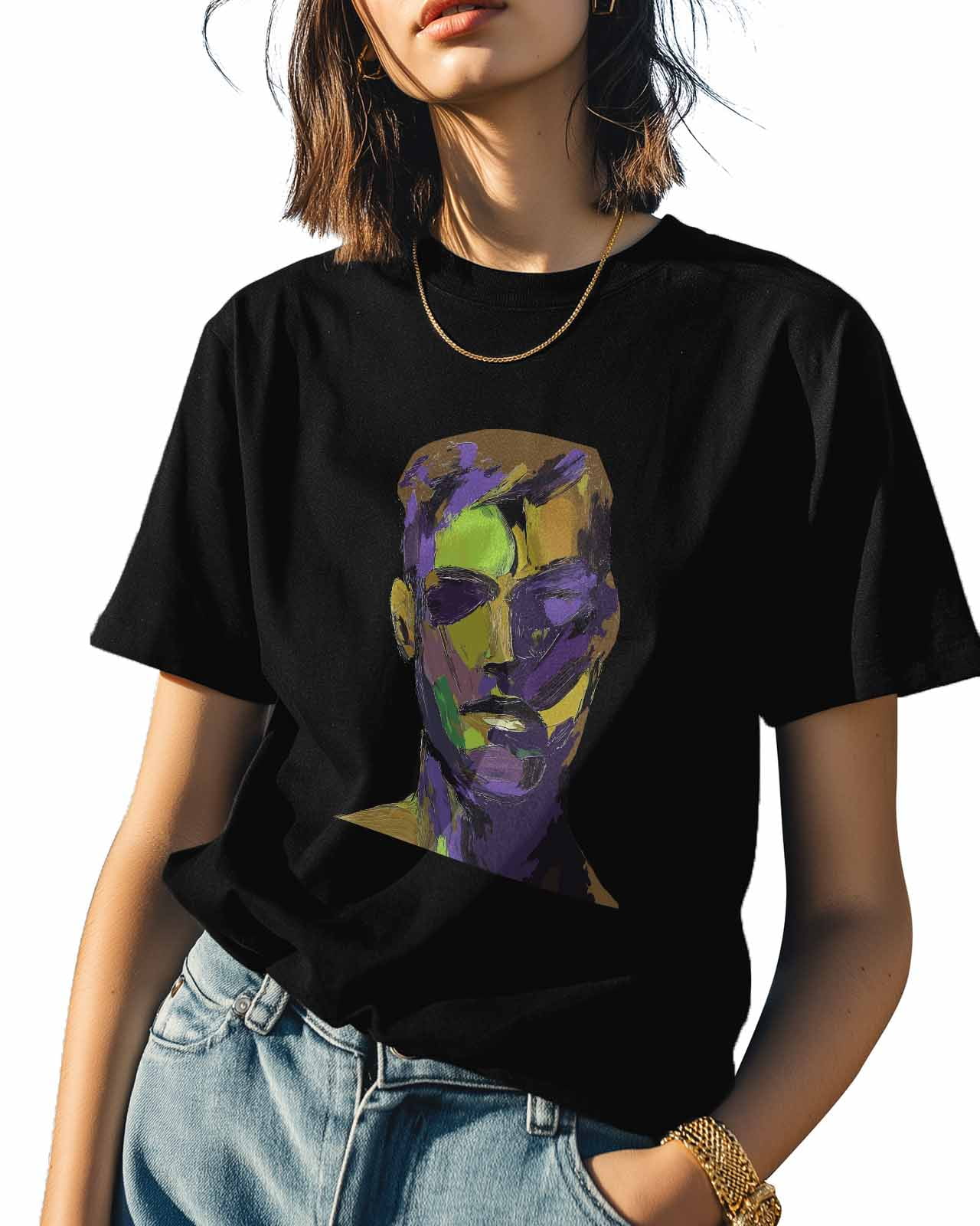 Womens Oversized T Shirts, Vintage Oil Painting Crew Neck Tees Cotton T ...