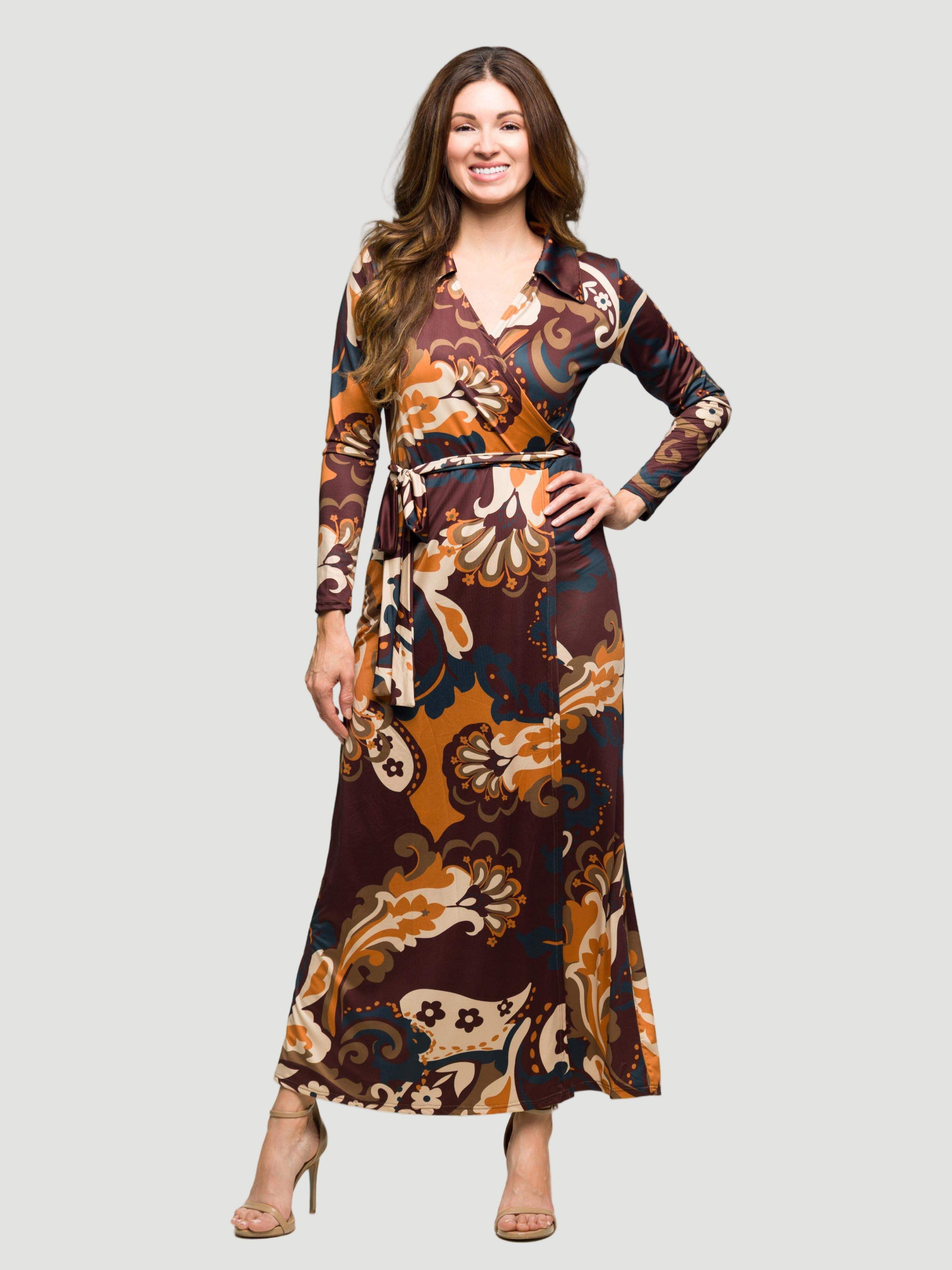 Womens Paisley Print Wrap Maxi Dress - Walmart.com