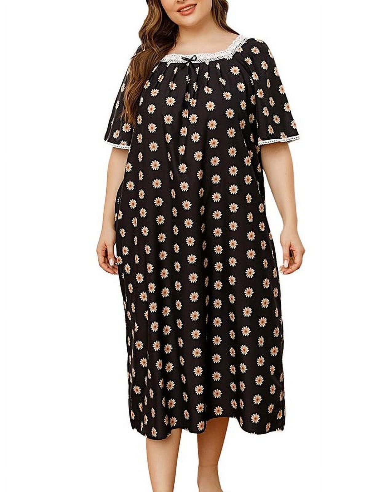 Womens Pajama Plus Size Sleepwear, Short Sleeve Comfy Nightshirt Print ...