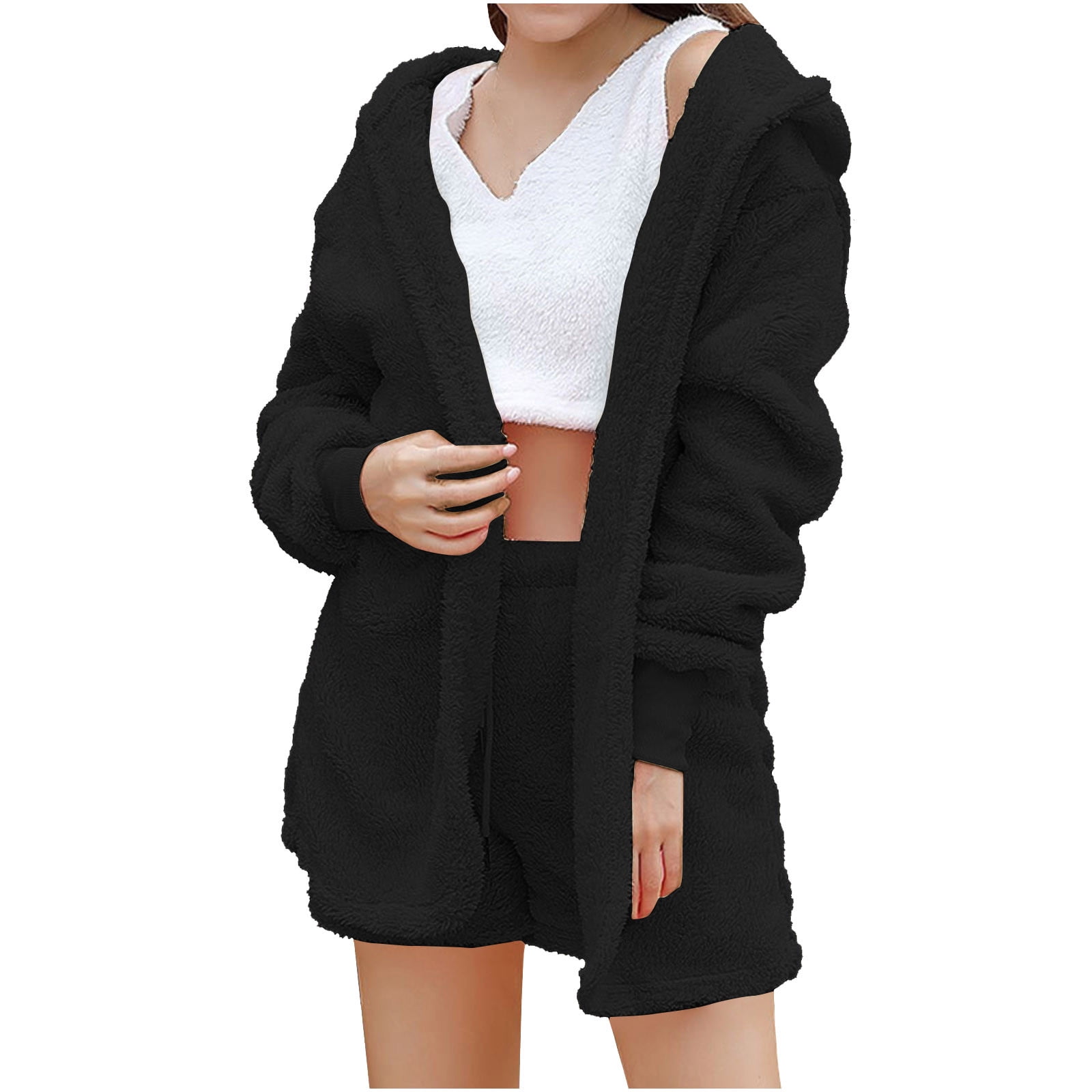 Womens Pajama Set Fuzzy Plush Sleepwear Sets for Women Cozy Fleece ...