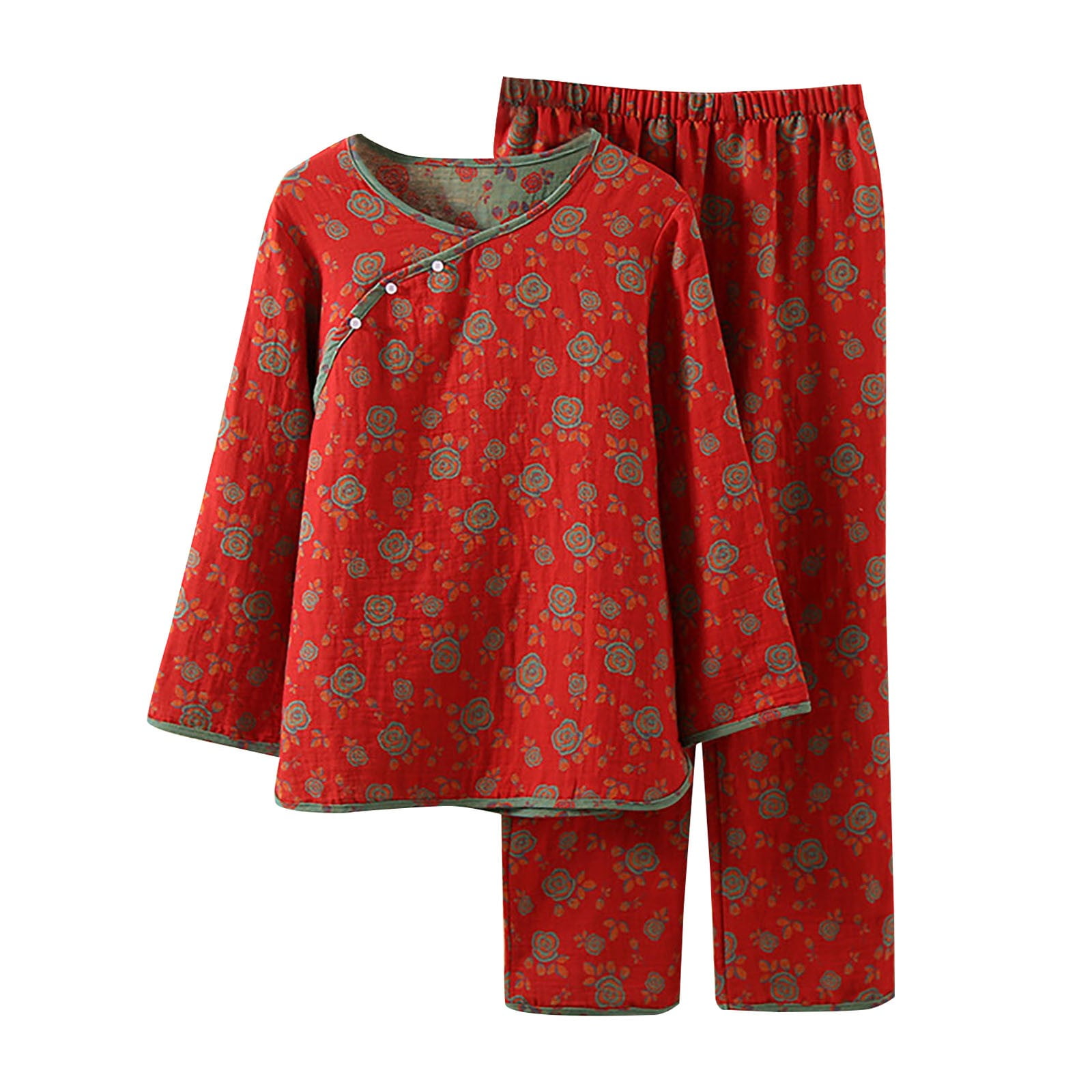 Womens Pajama Sets Pure Cotton Pullover Pajamas Hand Woven With Female ...
