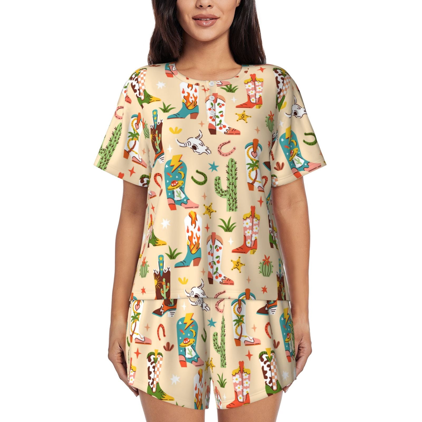 Womens Pajama Sets With Pocket, western style trendy cowboy boots ...