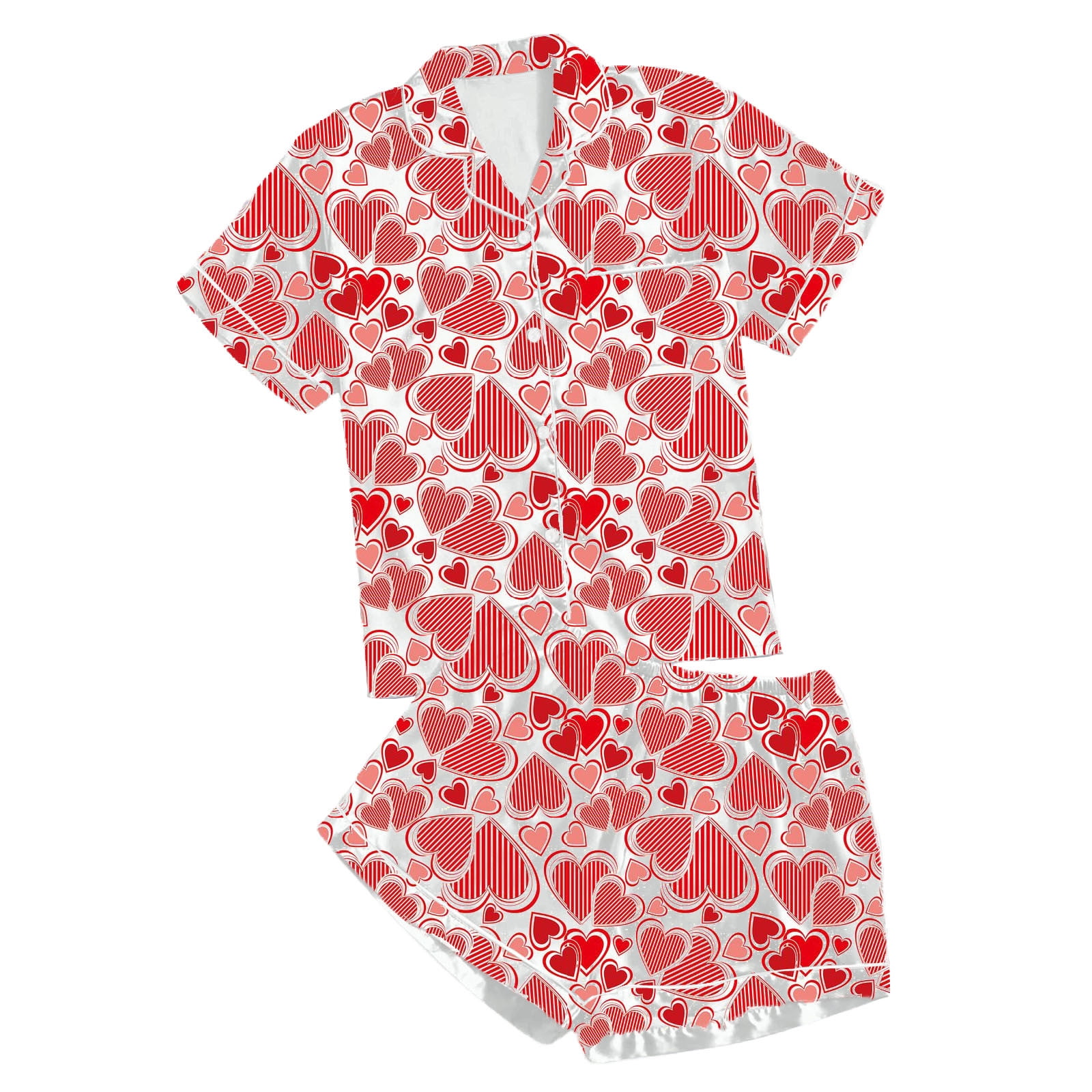 Womens Pajama Sets Women's Casual Printed Pyjama Set Silk Satin Short ...