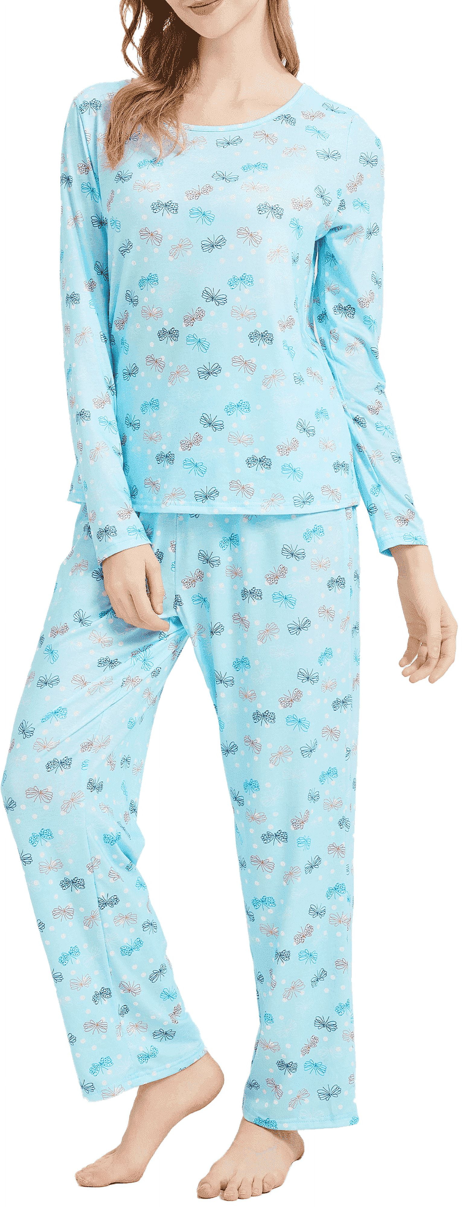Womens Pajamas Set Long Sleeve Pjs Crew Neck Lounge Wear Fall Soft 2 ...