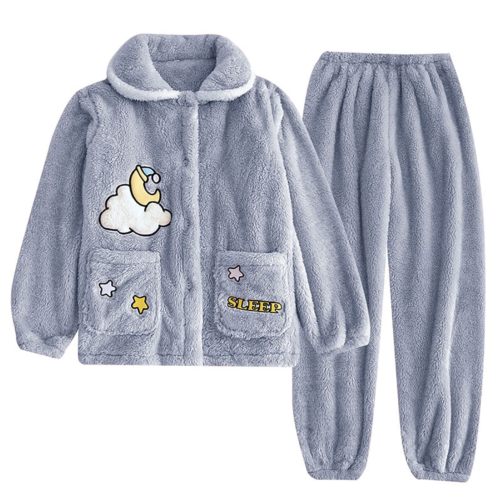 Womens Pajamas Set wycnly Winter Fleece Homewear Sets for Women Button ...
