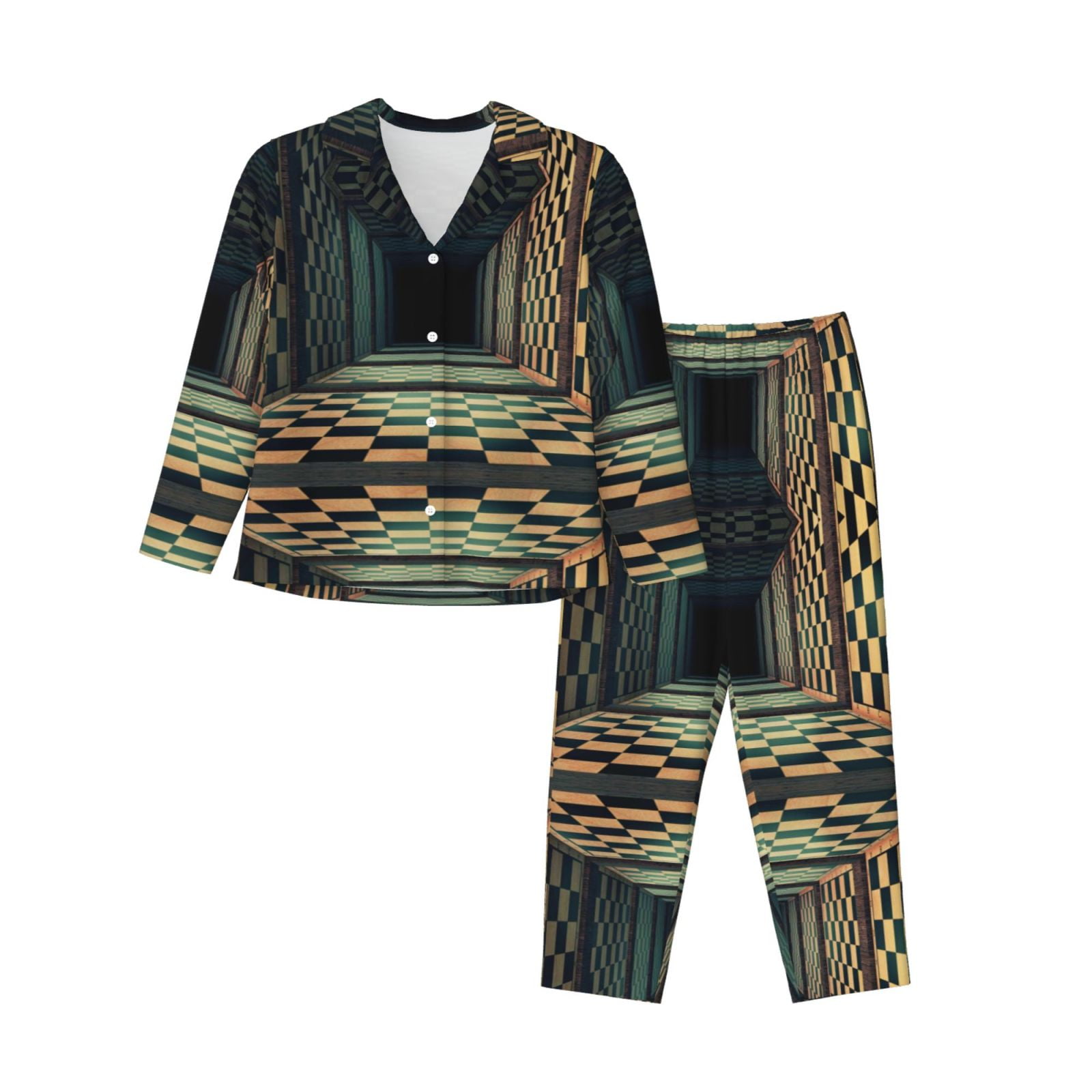 Womens Pajamas Sets 2 Pack - 3d Abstract Chess Board Long Sleeve ...