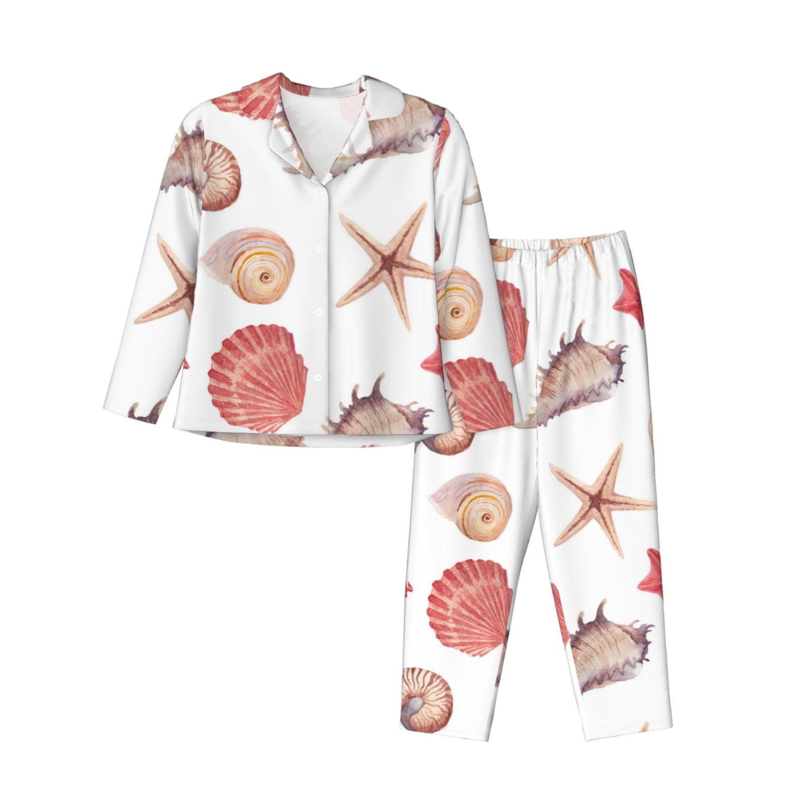 Womens Pajamas Sets 2 Pack - Conch Shells Print No.903 Long Sleeve ...