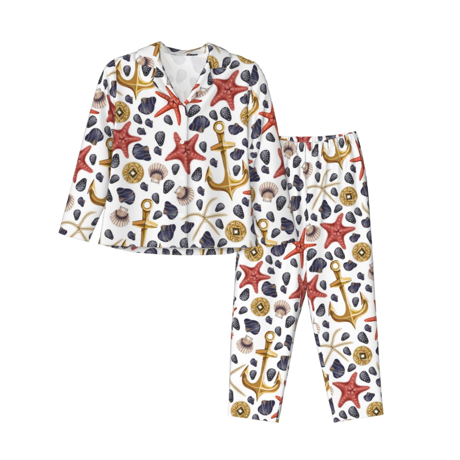 Womens Pajamas Sets 2 Pack - Conch Shells Print No.9048 Long Sleeve ...