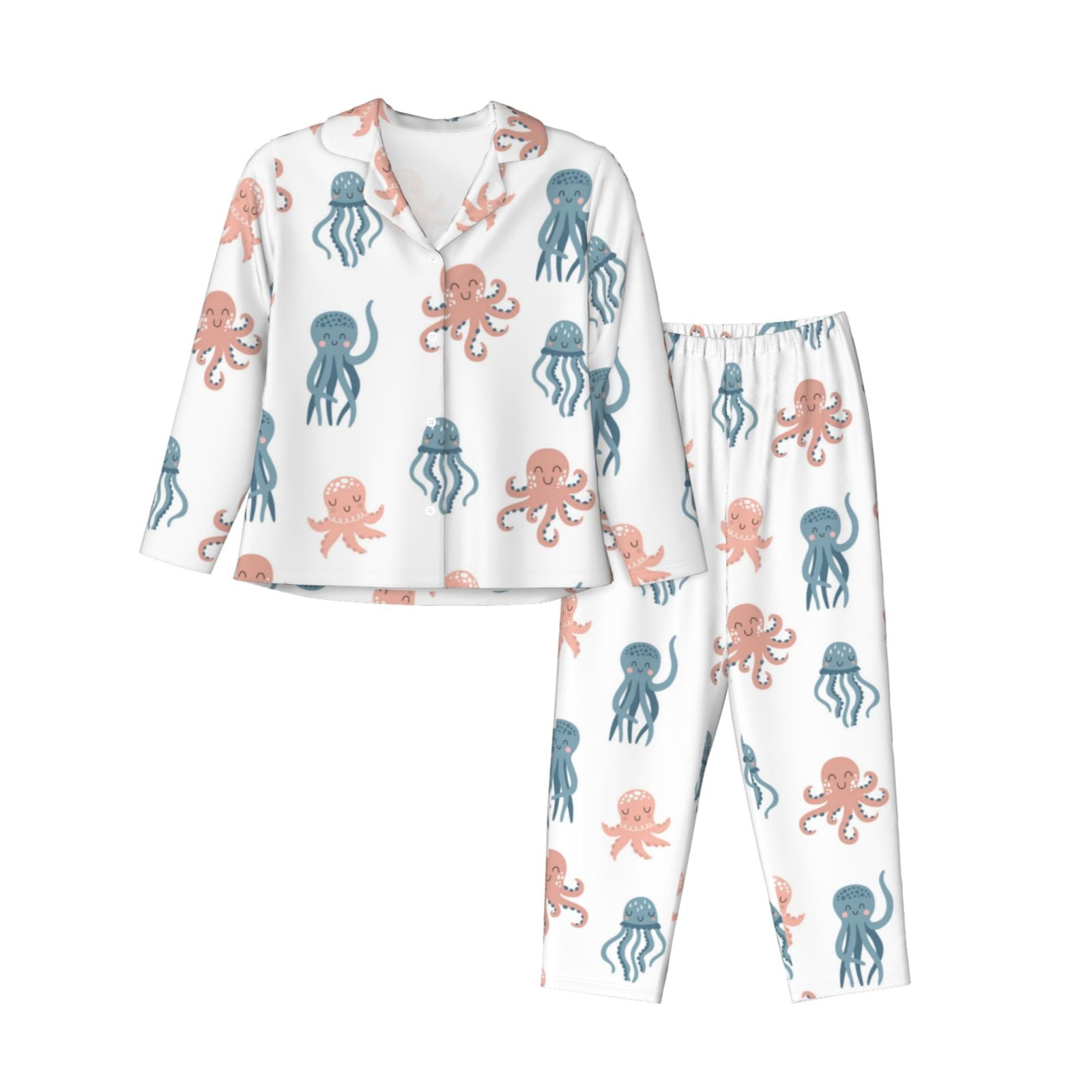 Womens Pajamas Sets 2 Pack - Cute Octopus Long Sleeve Sleepwear Lounge ...
