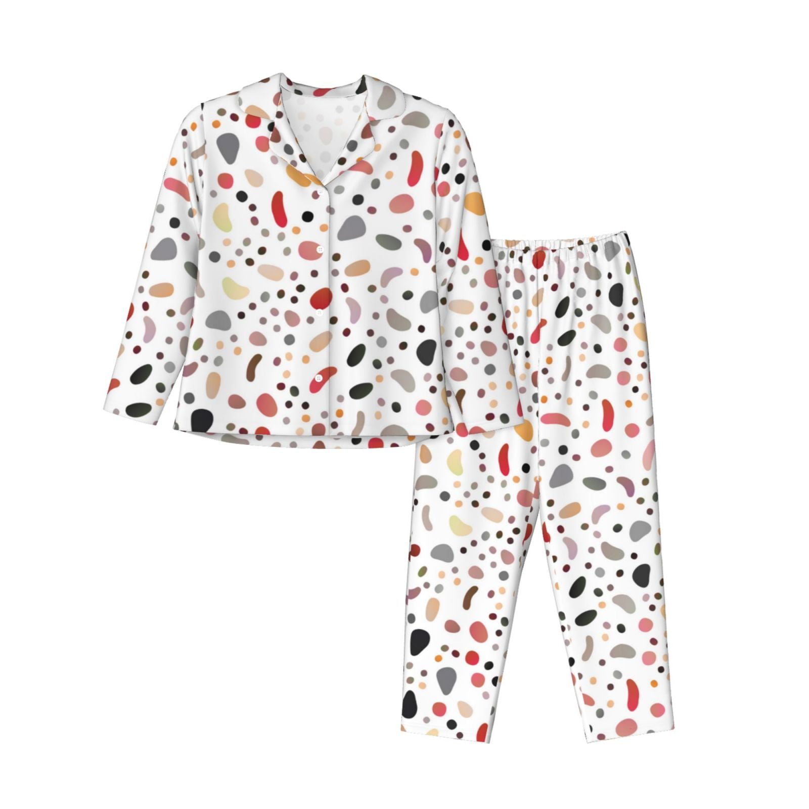 Womens Pajamas Sets 2 Pack - Dark Orange circles spots Long Sleeve ...