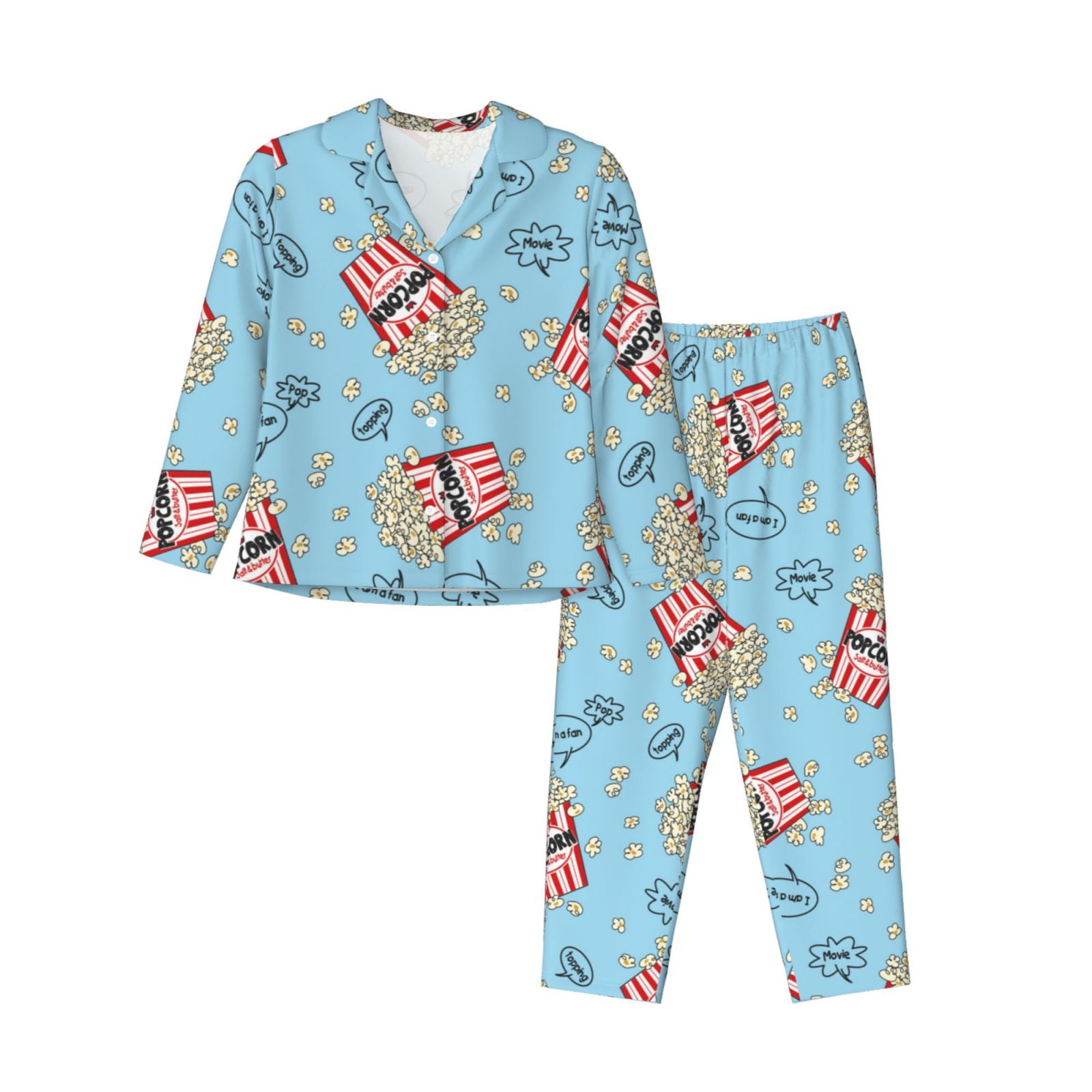 Womens Pajamas Sets 2 Pack - Delicious Popcorn Long Sleeve Sleepwear ...