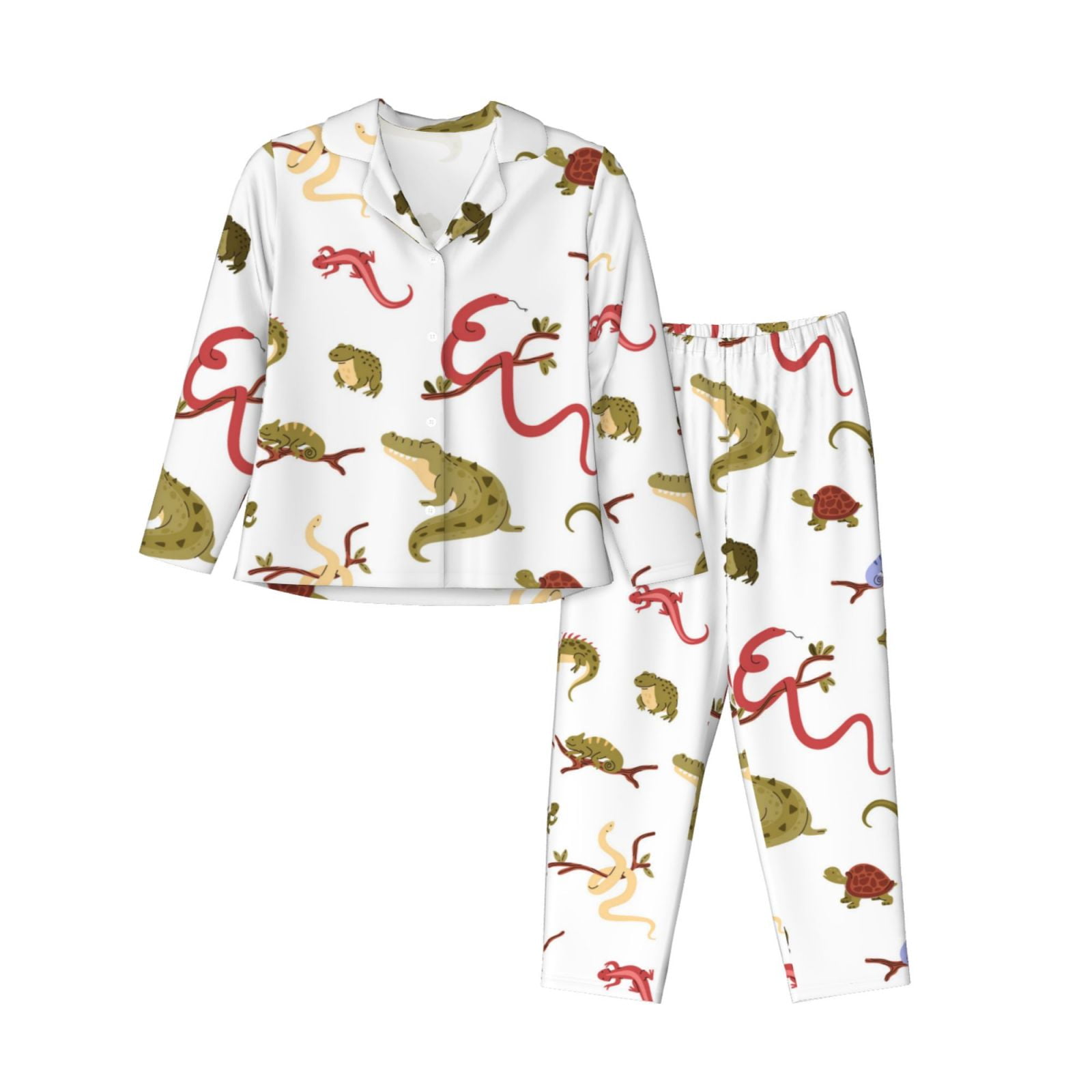 Womens Pajamas Sets 2 Pack - Lizard Snake Turtle Crocodile_A Long ...