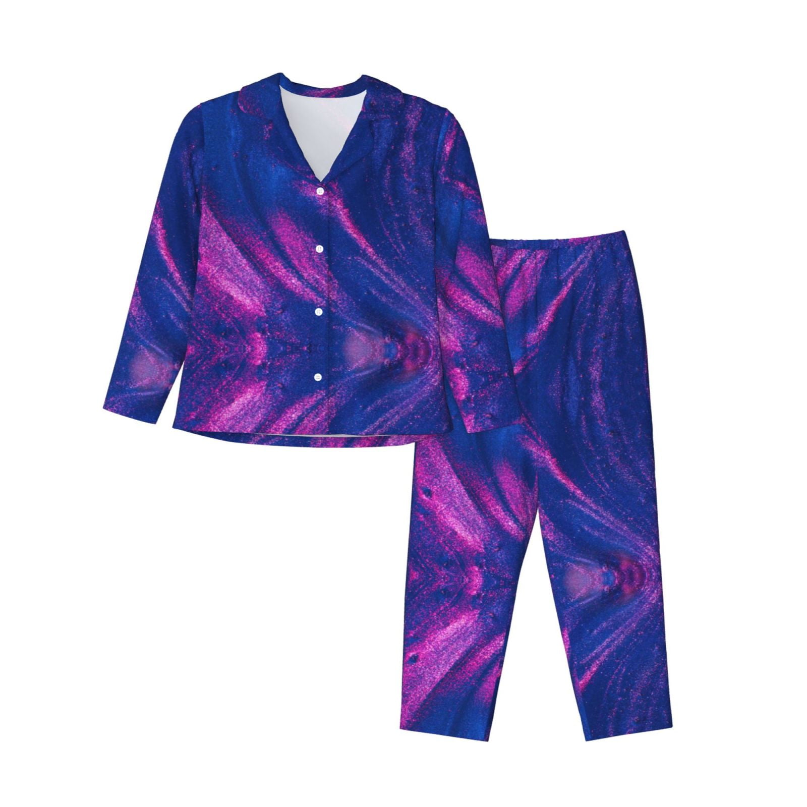 Womens Pajamas Sets 2 Pack - Neon Gradient Blue Long Sleeve Sleepwear ...