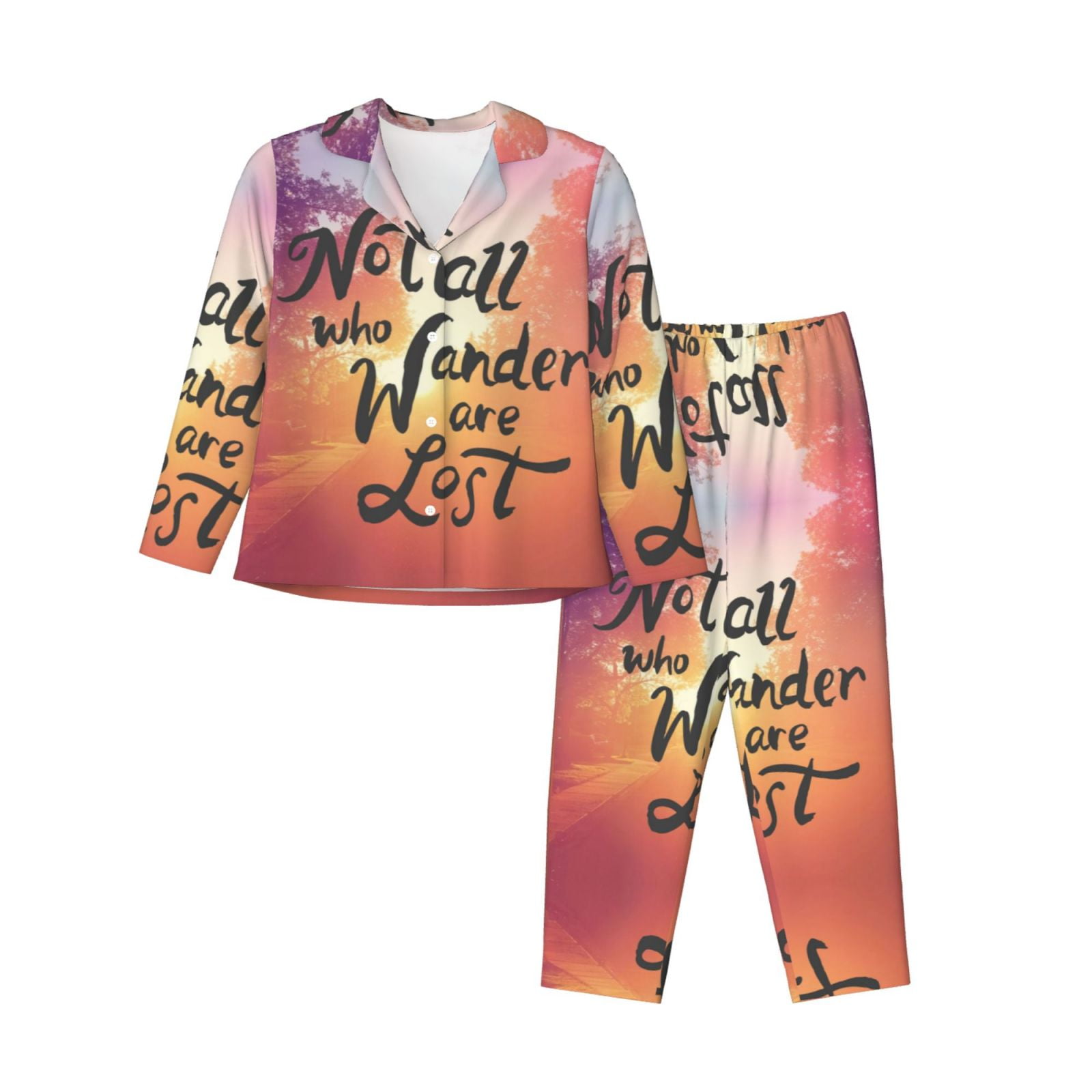 Womens Pajamas Sets 2 Pack - Not All Who Wander Are Lost Long Sleeve ...