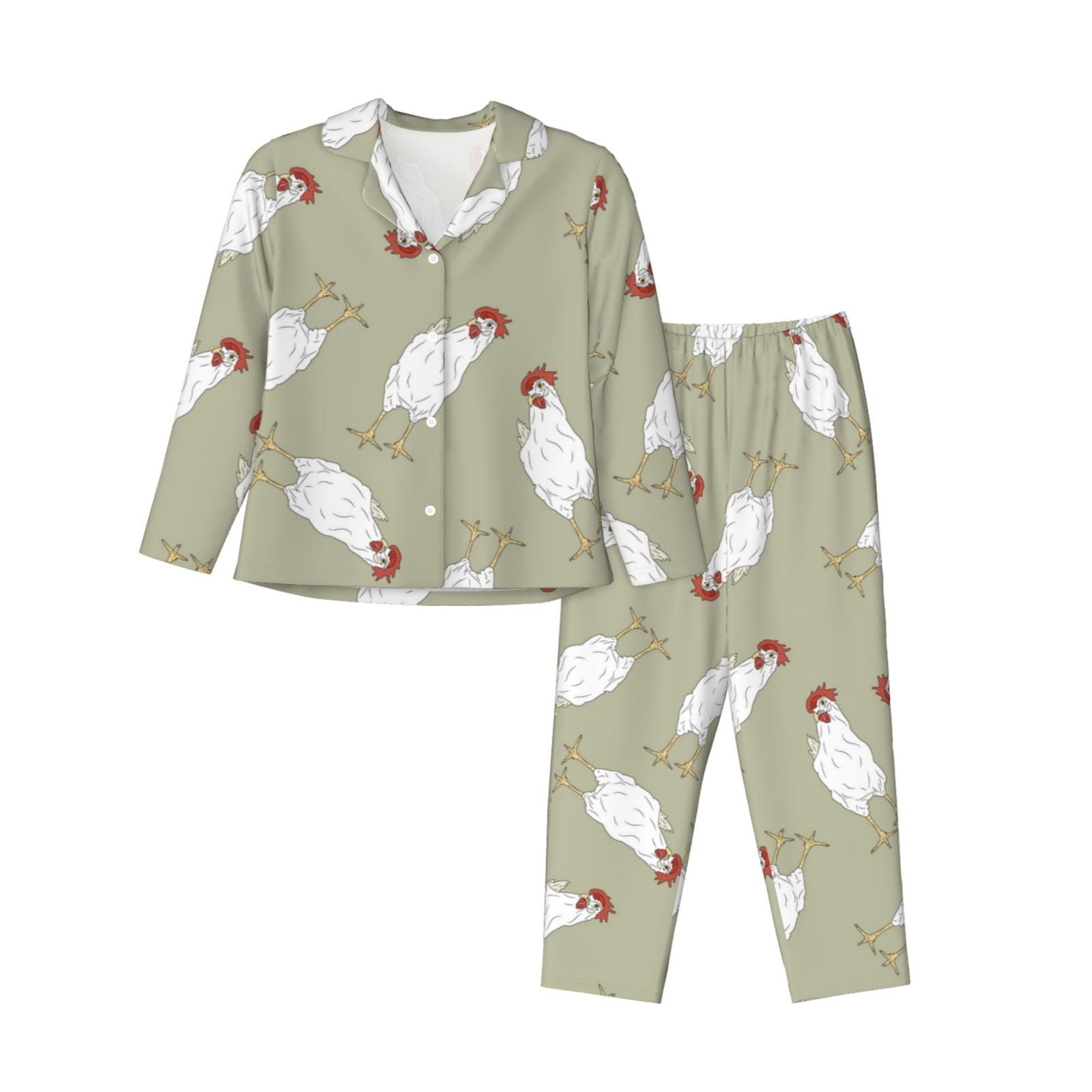 Womens Pajamas Sets 2 Pack - Spirited Cartoon Cute Chicken Long Sleeve ...