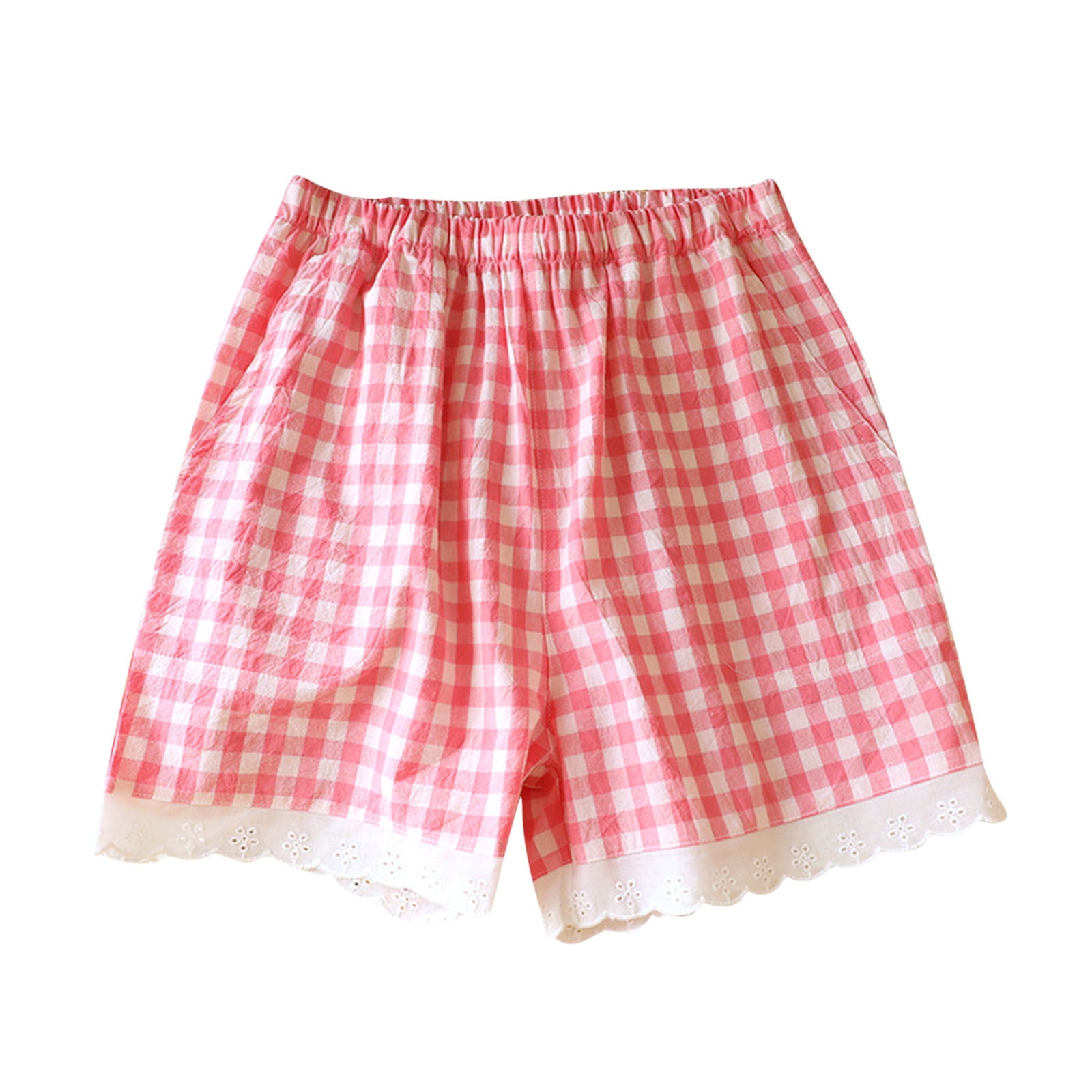 Womens Pajamas Shorts, Women Lace Plaid Lounge Boxer Shorts Cute Summer ...