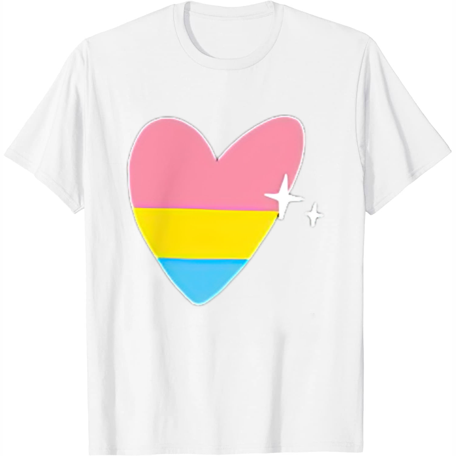 Womens Pansexual Heart T Shirt Lgbtqia Pan Pride Flag Love Tee White