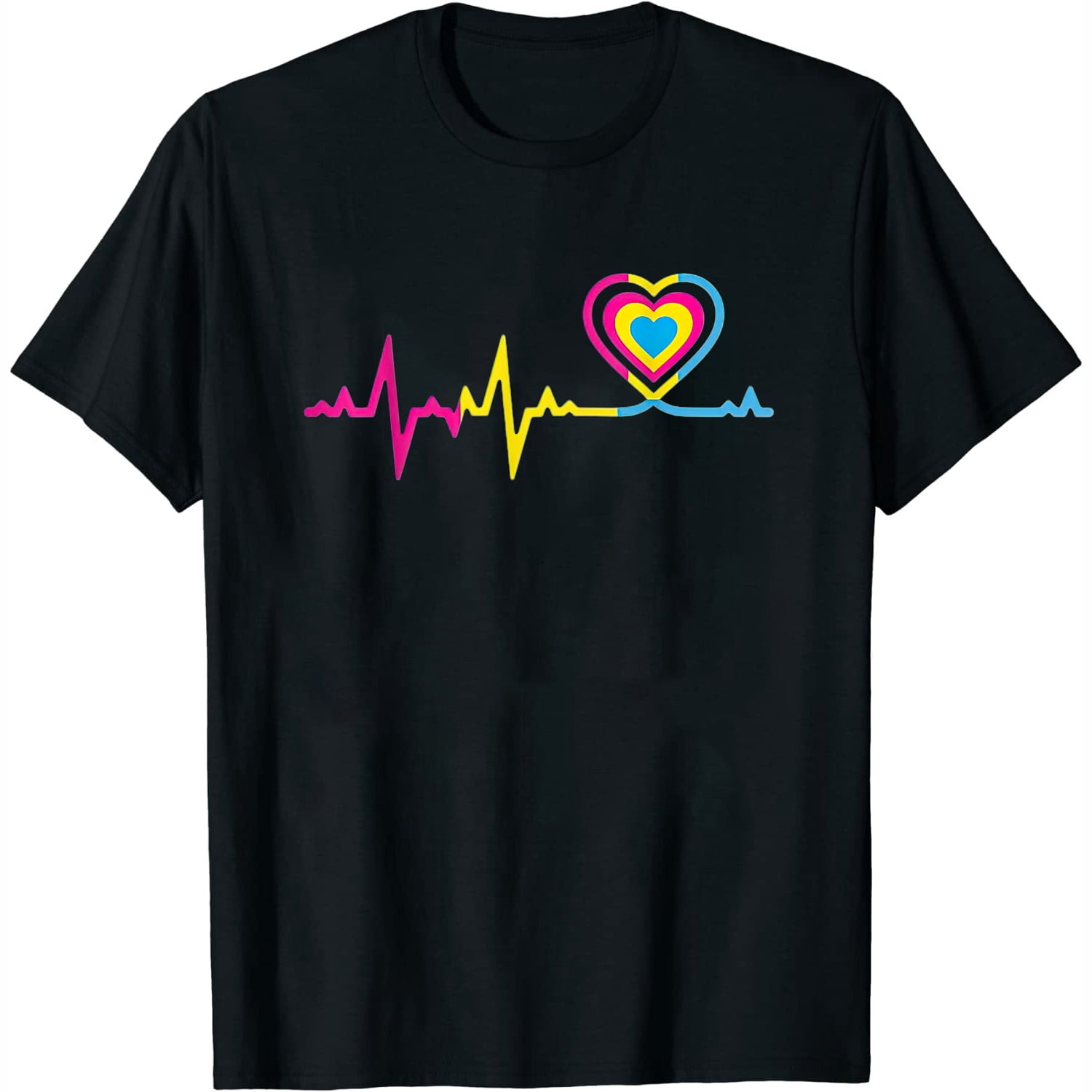 Womens Pansexual Heartbeat - LGBTQ Pan Pride Flag EKG T-Shirt Black X ...